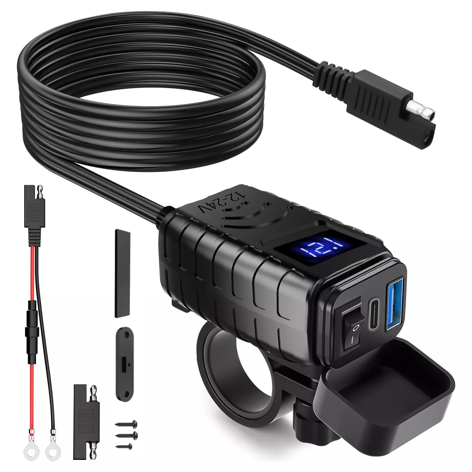 APPLAYERR Waterproof Motorcycle Charger Dual USB Adapter PD QC 3.0 Fast ...