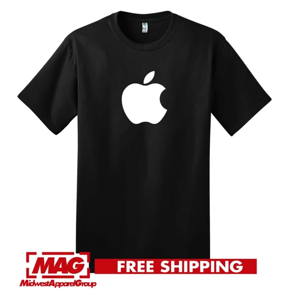 APPLE BLACK T-SHIRT Logo Tech Computer Geek OSX Mac IPod IPad Cool ...