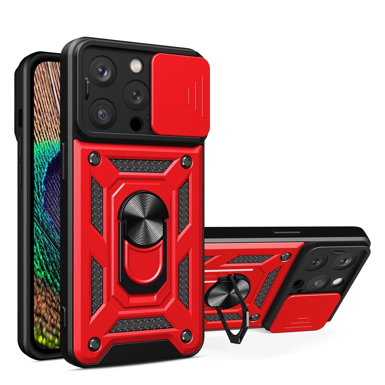 For APPLE IPHONE 14 PRO Phone Cases, Hybrid Armor Kickstand Ring Holder ...