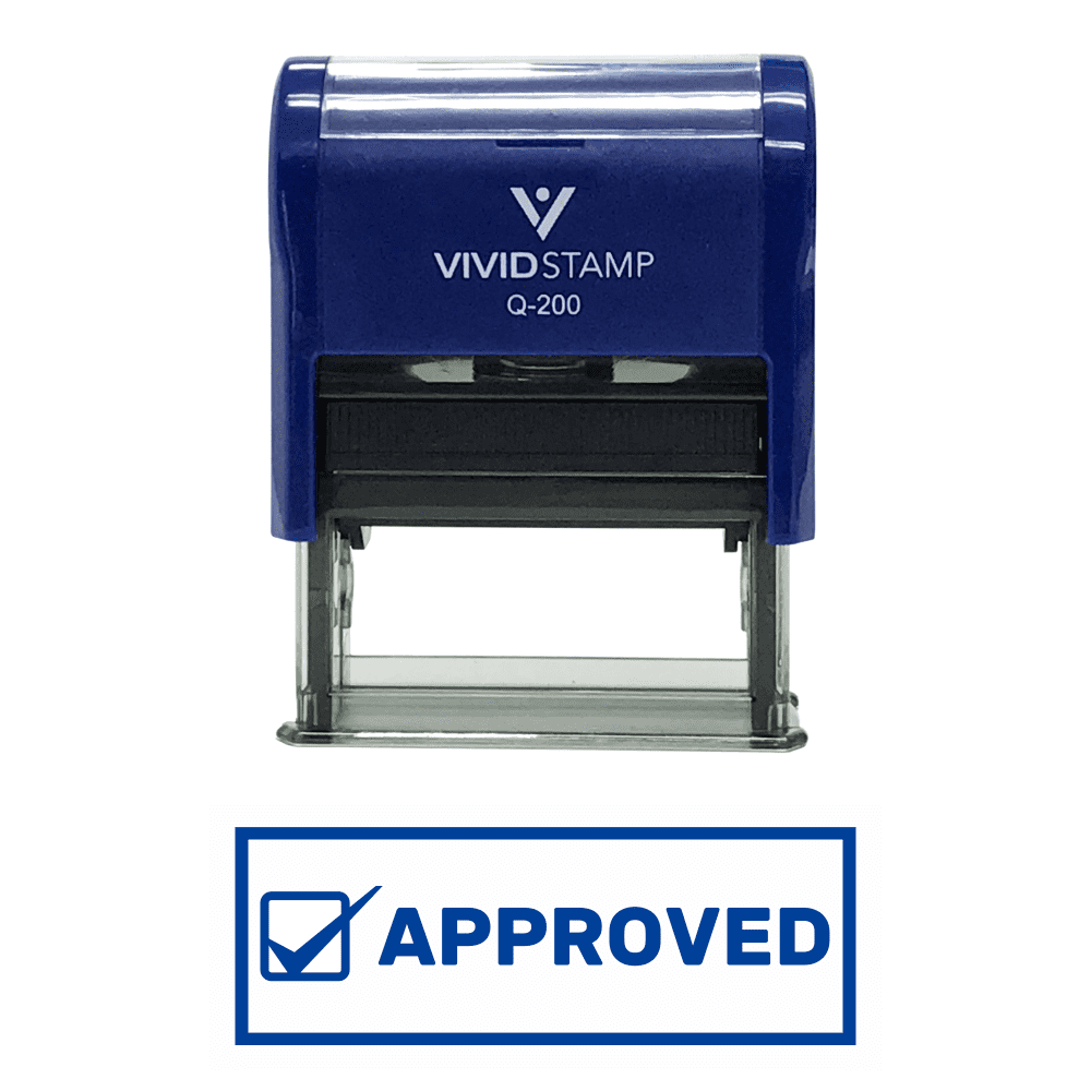 APPROVED w/ Checkbox Office Self-Inking Office Rubber Stamp (Blue ...