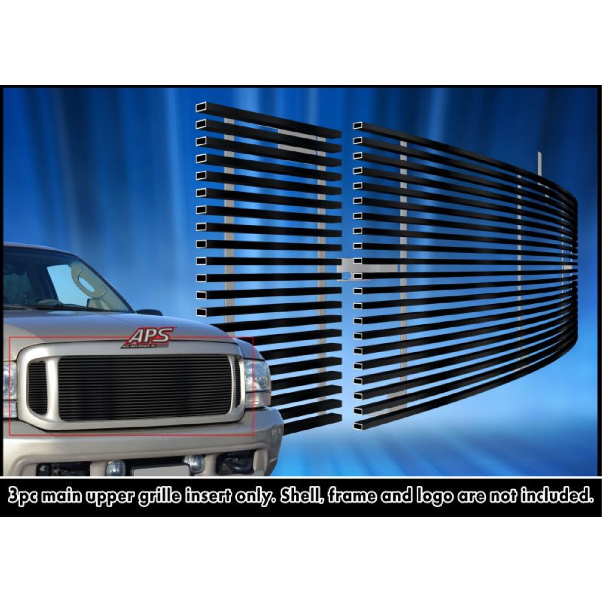 APS 2000-2004 Ford Excursion Black Stainless Steel Billet Grille 8x6 ...