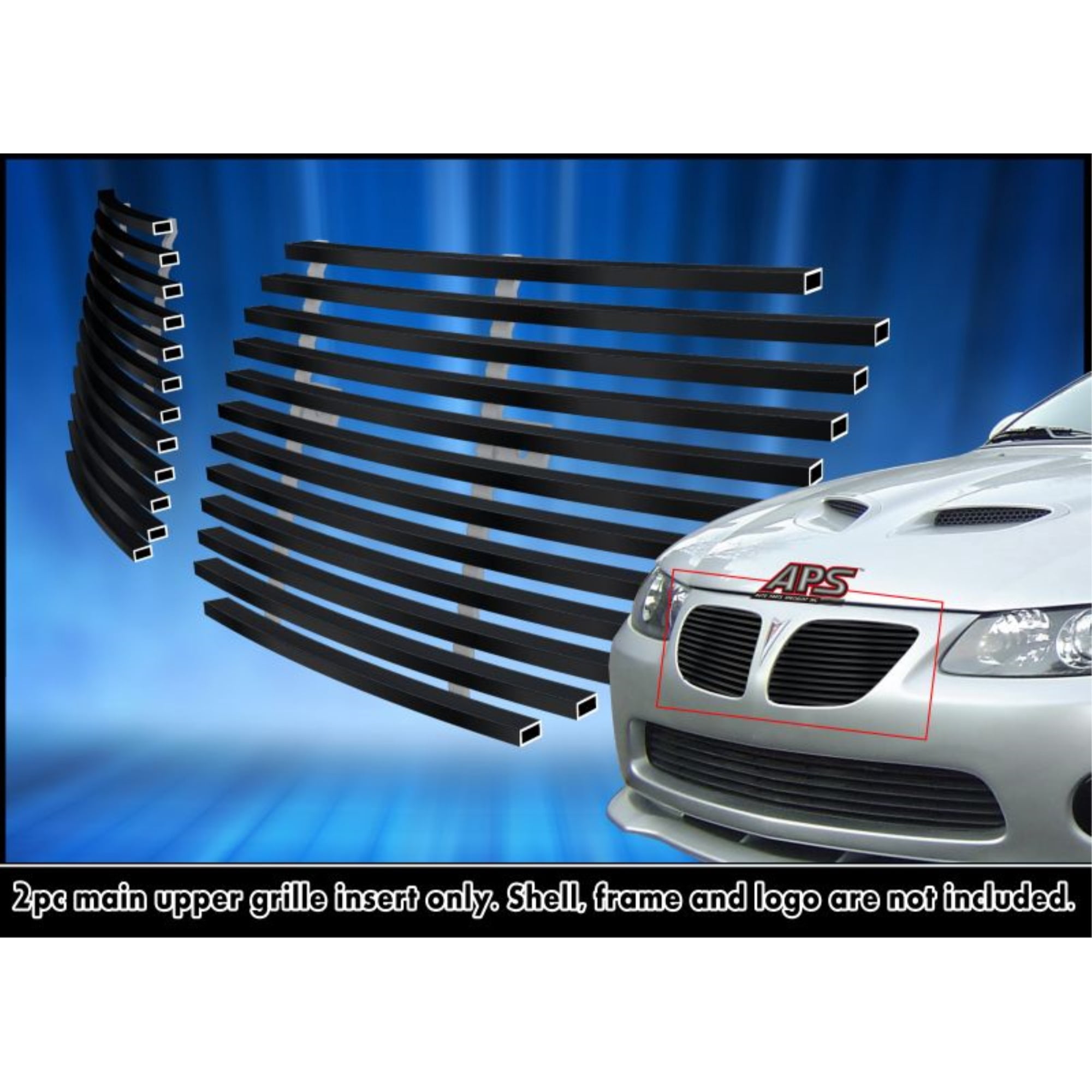 APS 2004-2006 Pontiac GTO Black Stainless Steel Billet Grille 8x6 ...