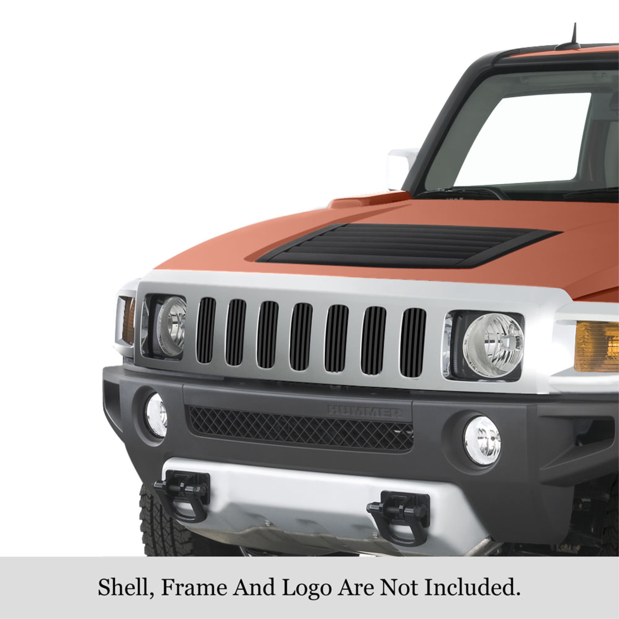 APS Black Stainless Steel Billet Grille for 2006-2010 Hummer H3, 8x6 ...