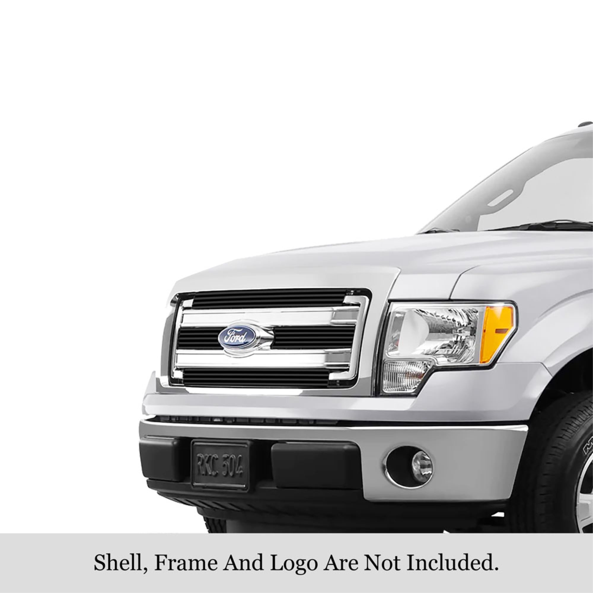 APS 2013-2014 Ford F-150 XL Black Stainless Steel Billet Grille 8x6 ...