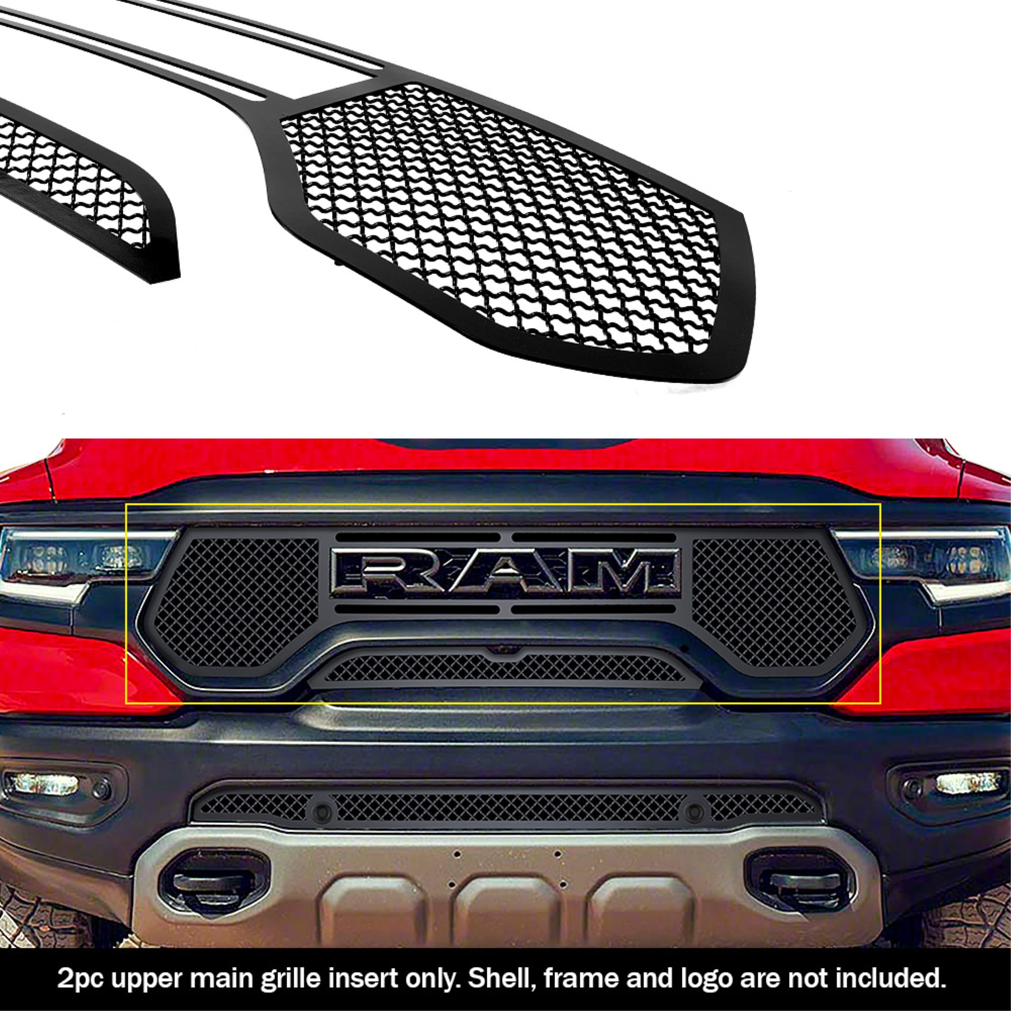 APS 2021-2023 Ram 1500 TRX Black Wire Mesh Grille 2.5 mm wire mesh ...