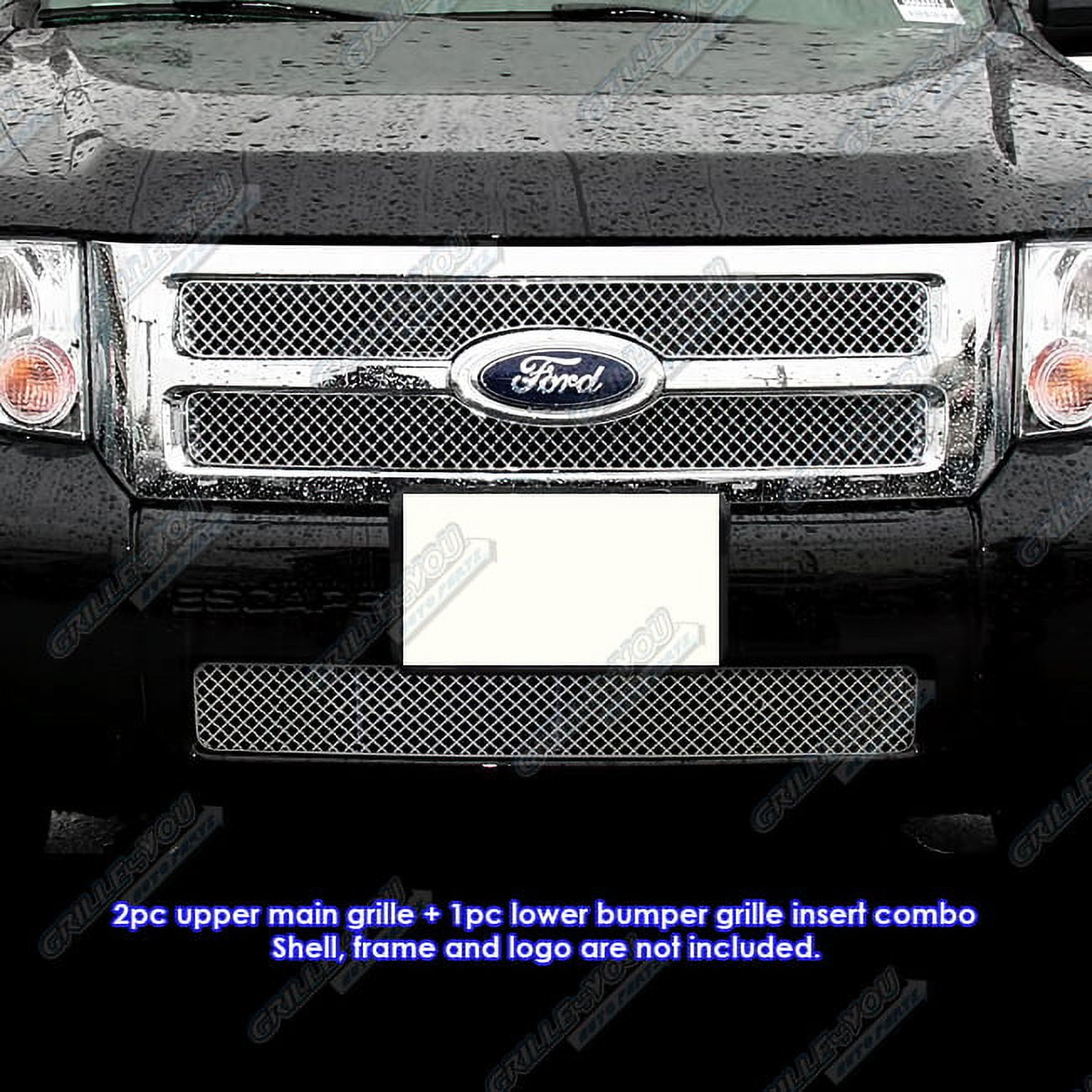 APS Compatible with Ford Escape 2008-2012 Stainless Steel Chrome Mesh ...