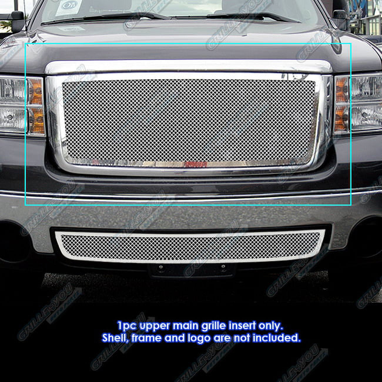 APS Stainless Steel Mesh Grille Insert Compatible with GMC Sierra 1500 ...