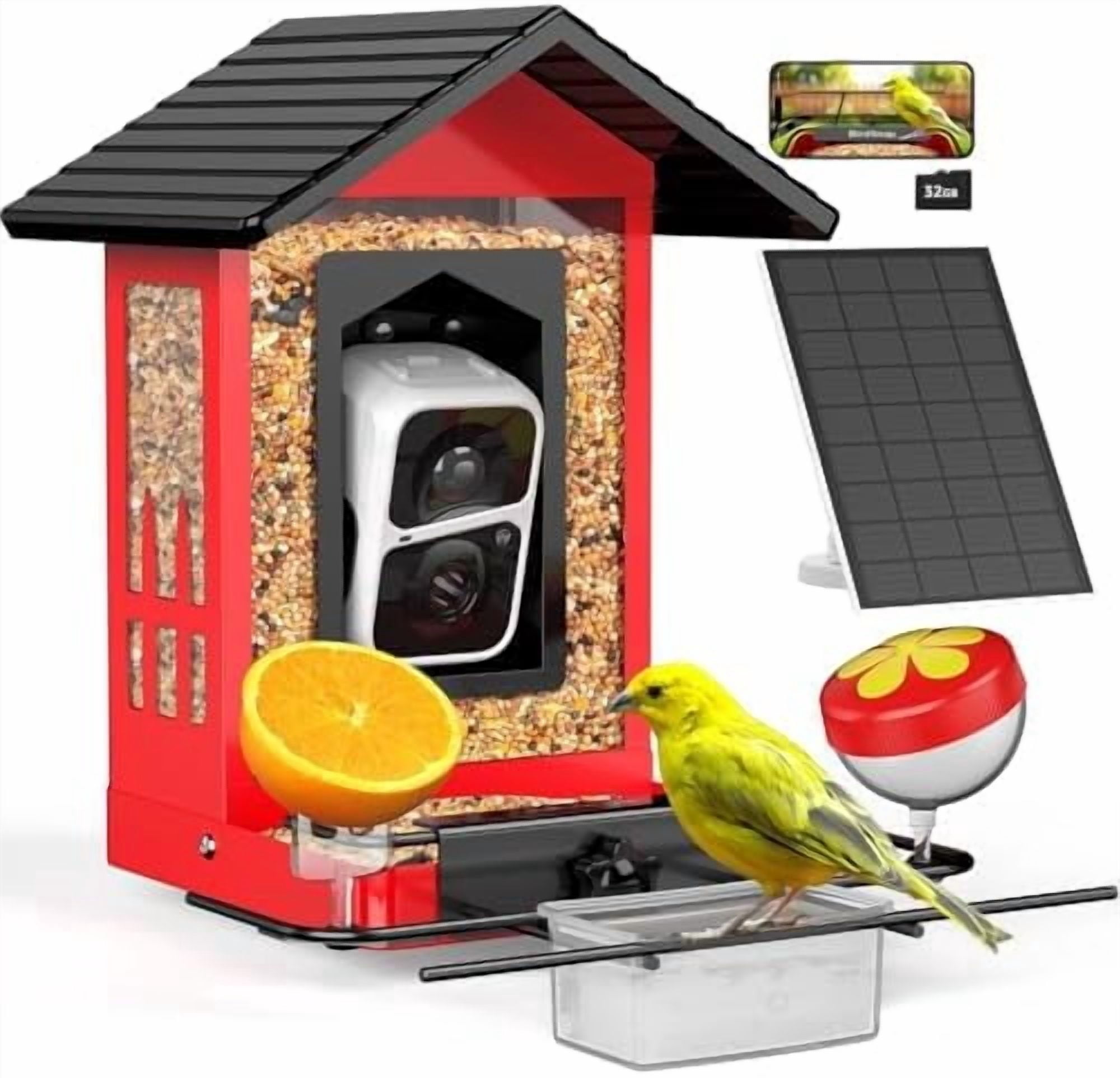 ® APS - Metal Bird Feeder with Camera Solar Panel 32GB Card, AI ...