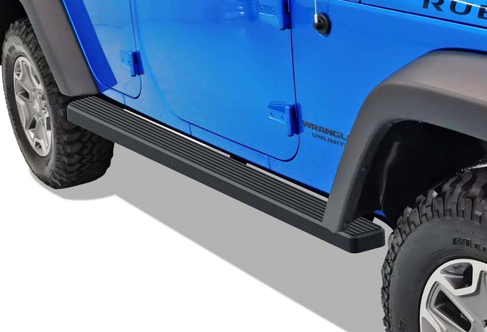 APS Running Boards 4 inches Matte Black Compatible with Jeep Wrangler ...