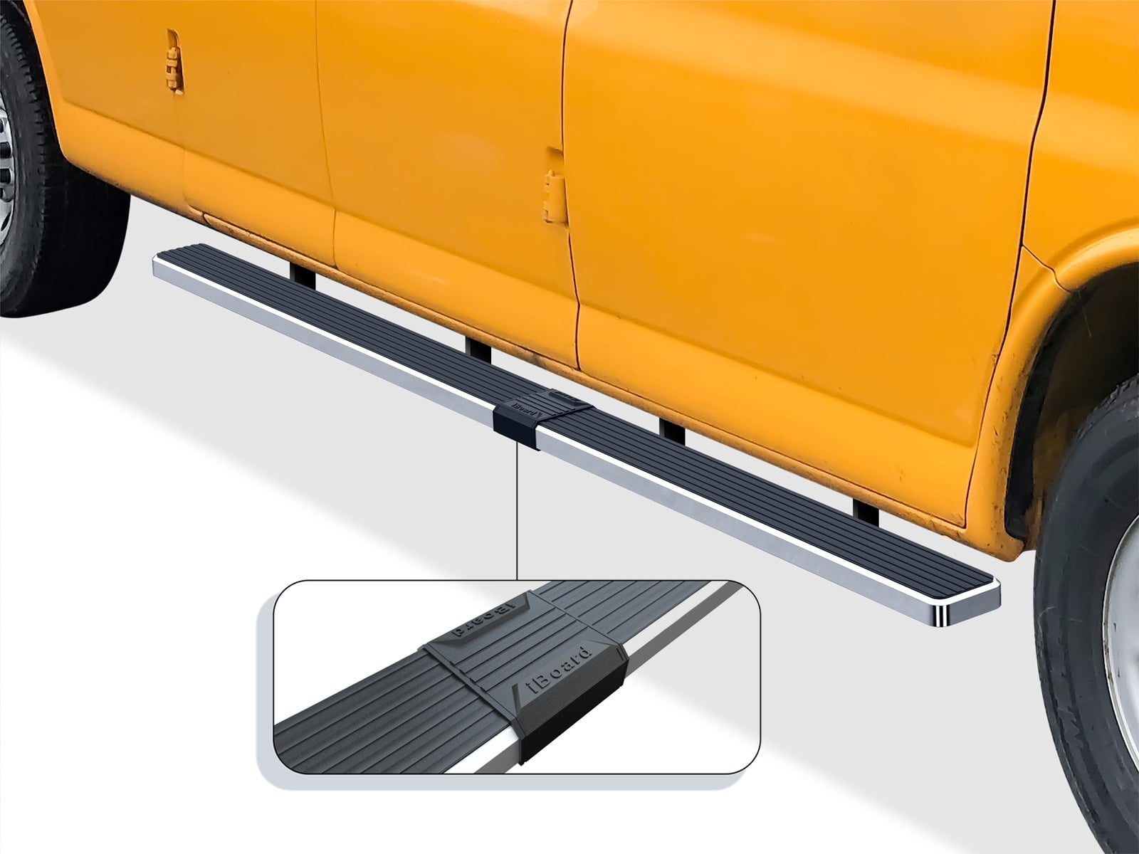 APS Running Boards 5 inches Silver Compatible with Chevy Express GMC ...