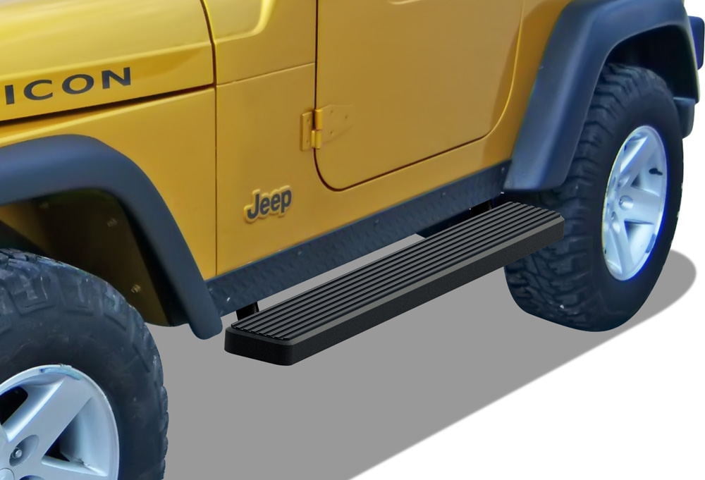 APS Running Boards 6 inches Matte Black Compatible with Jeep Wrangler ...