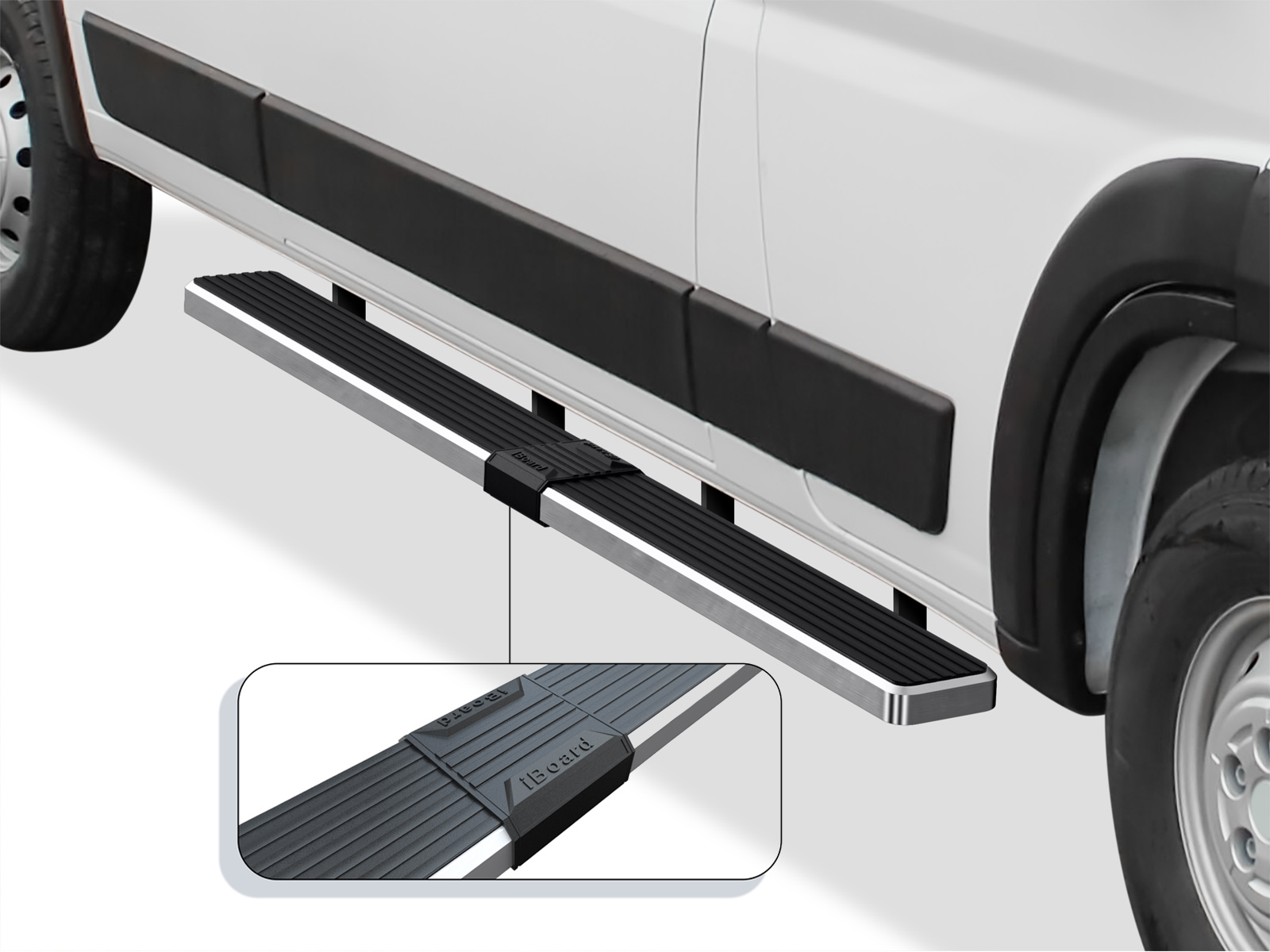 APS Running Boards 6in Silver Compatible with Ram ProMaster 2014-2025 ...