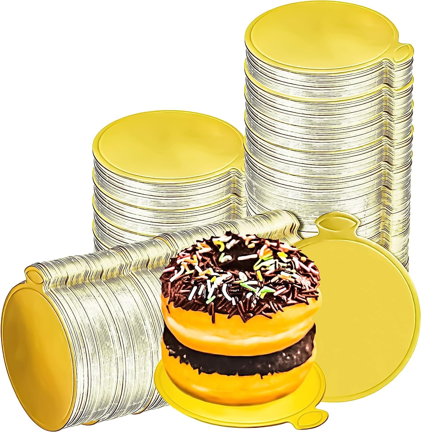 APSAMBR50 Pcs Round Golden Cardboard 35 Inch Round Mini Cake Boards ...