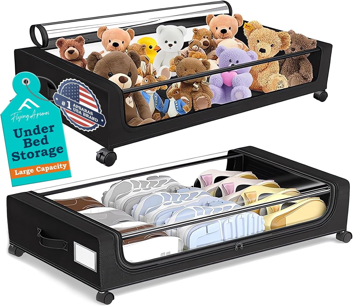 APSARAS USA Under Bed Storage with Wheels, Underbed Storage with Wheels ...