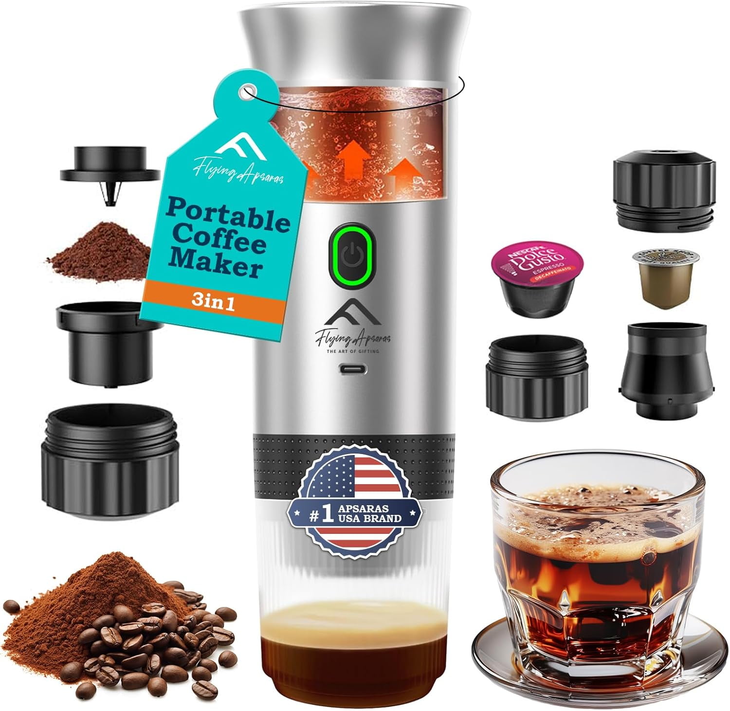 APSARAS USA Portable Coffee Maker, Portable Espresso Maker, 20 bar Mini ...