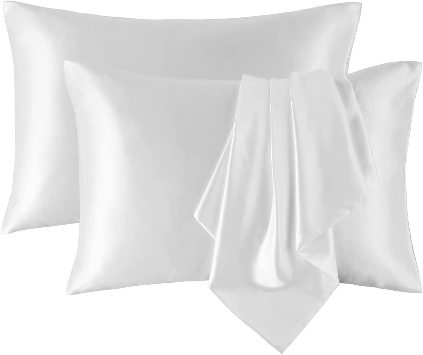 APSIMLE Satin Pillowcases for Hair and Skin Standard-White Silk ...