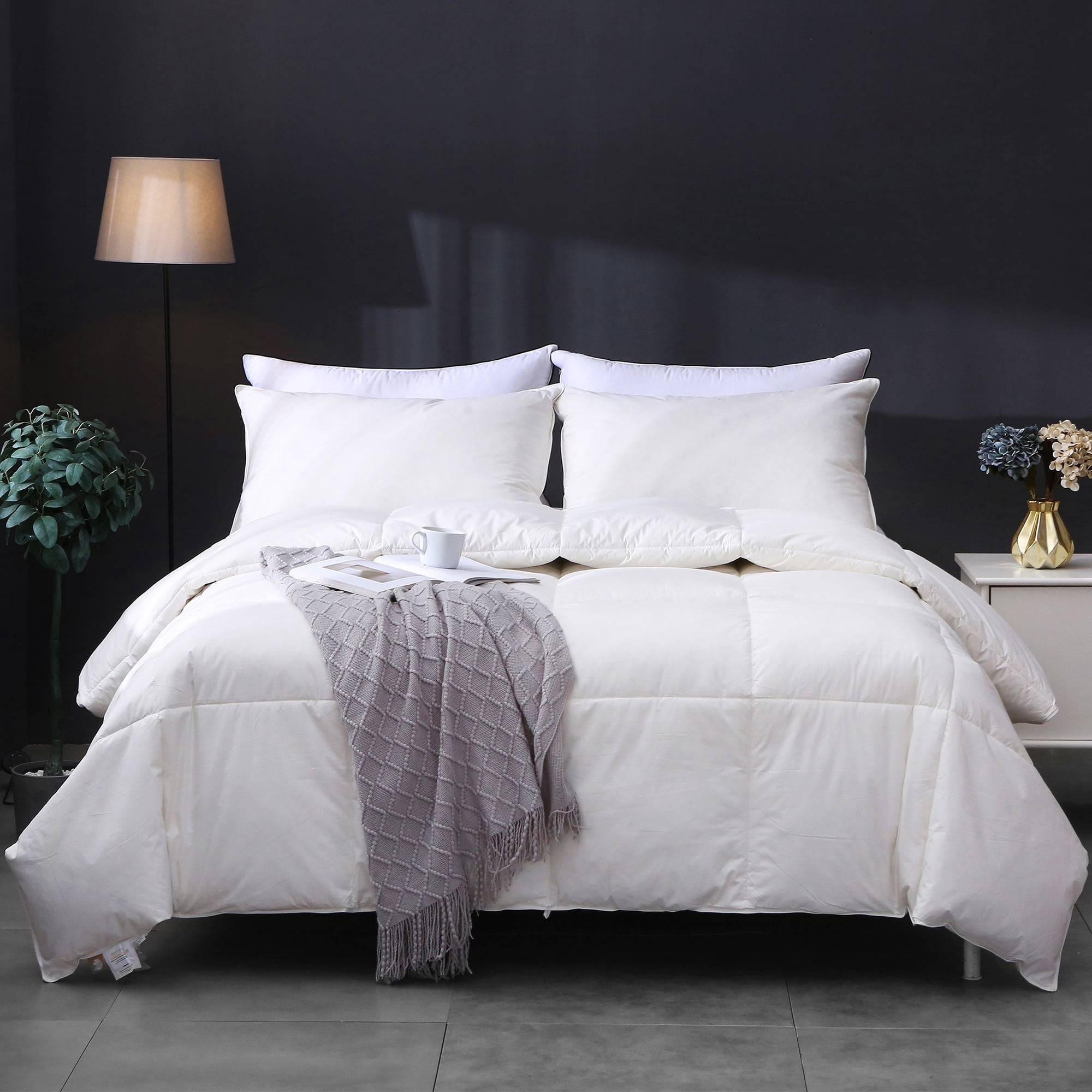 APSMILE Queen Size Feather Down Comforter, 100% Organic Cotton, All ...