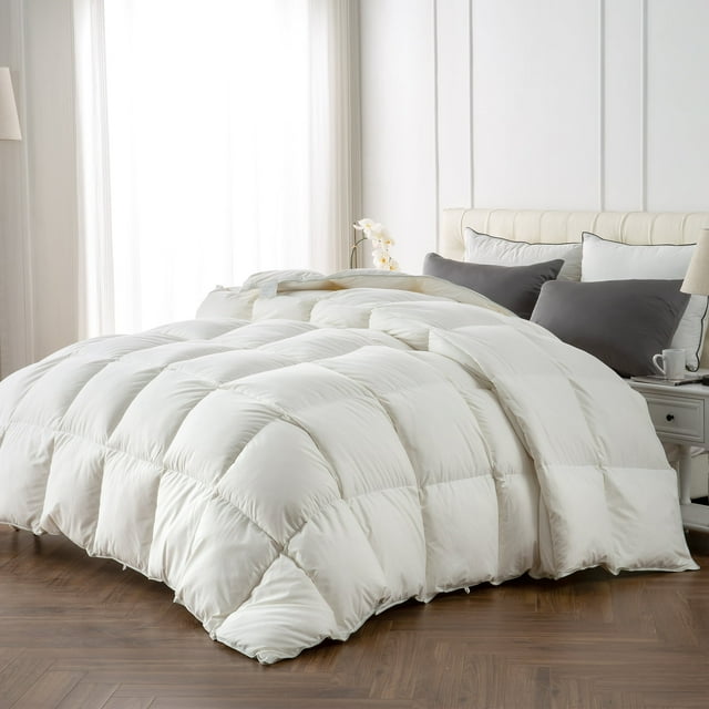 APSMILE Oversized King Goose Feather Down Comforter, 750 FP, 400TC for Hot Weather (120x98 ...