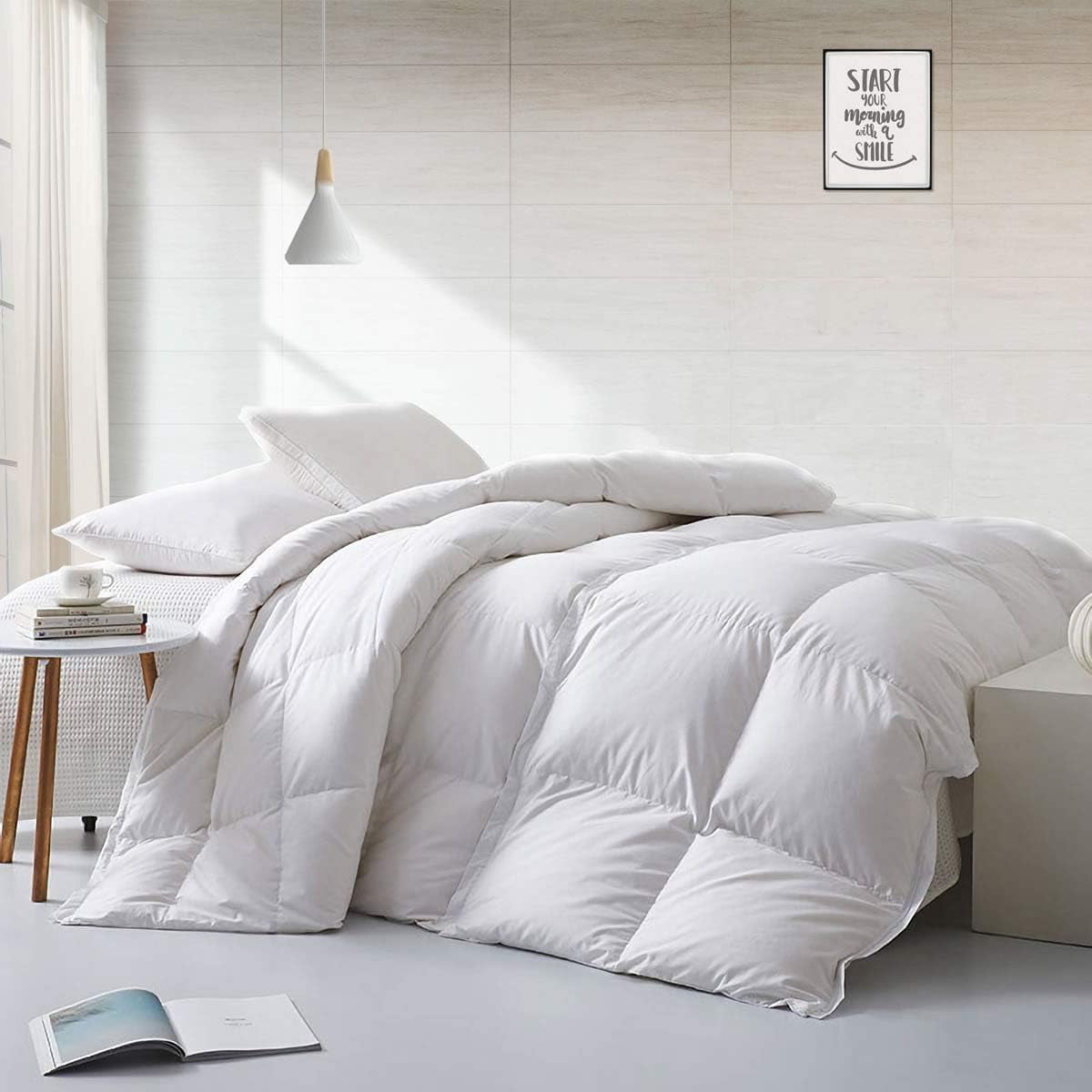 APSMILE Lightweight Down Feather Fibers Comforter Oversized Queen Size ...