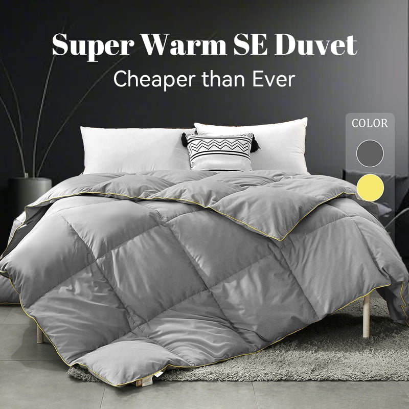 APSMILE Twin Size Feather Down Comforter-All Season Gray Duvet Insert ...