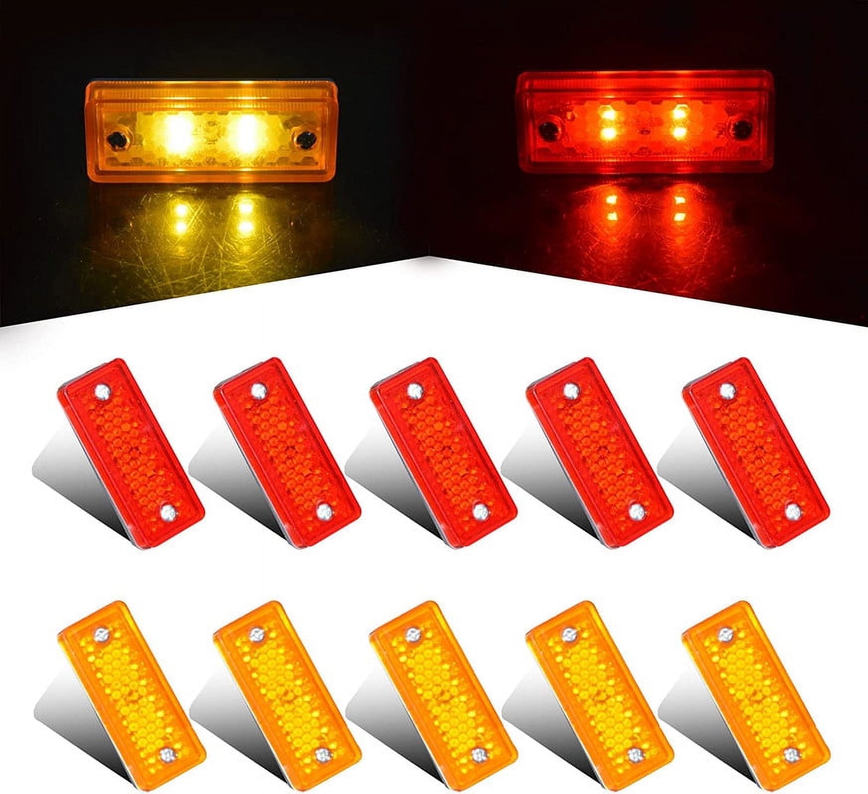 APSMOTIV 10 Pcs of 3 Inch Marker Light 4 LED Rectangle Trailer Side ...