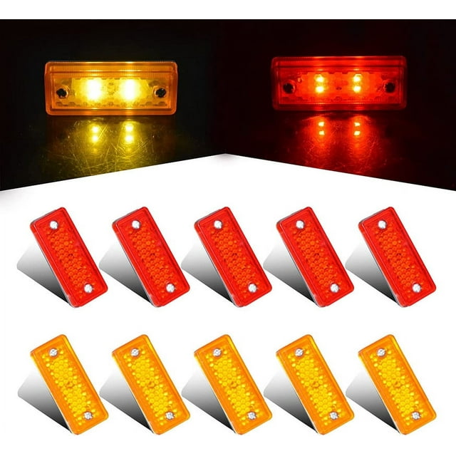 APSMOTIV 10 Pcs of 3 Inch Marker Light 4 LED Rectangle Trailer Side ...