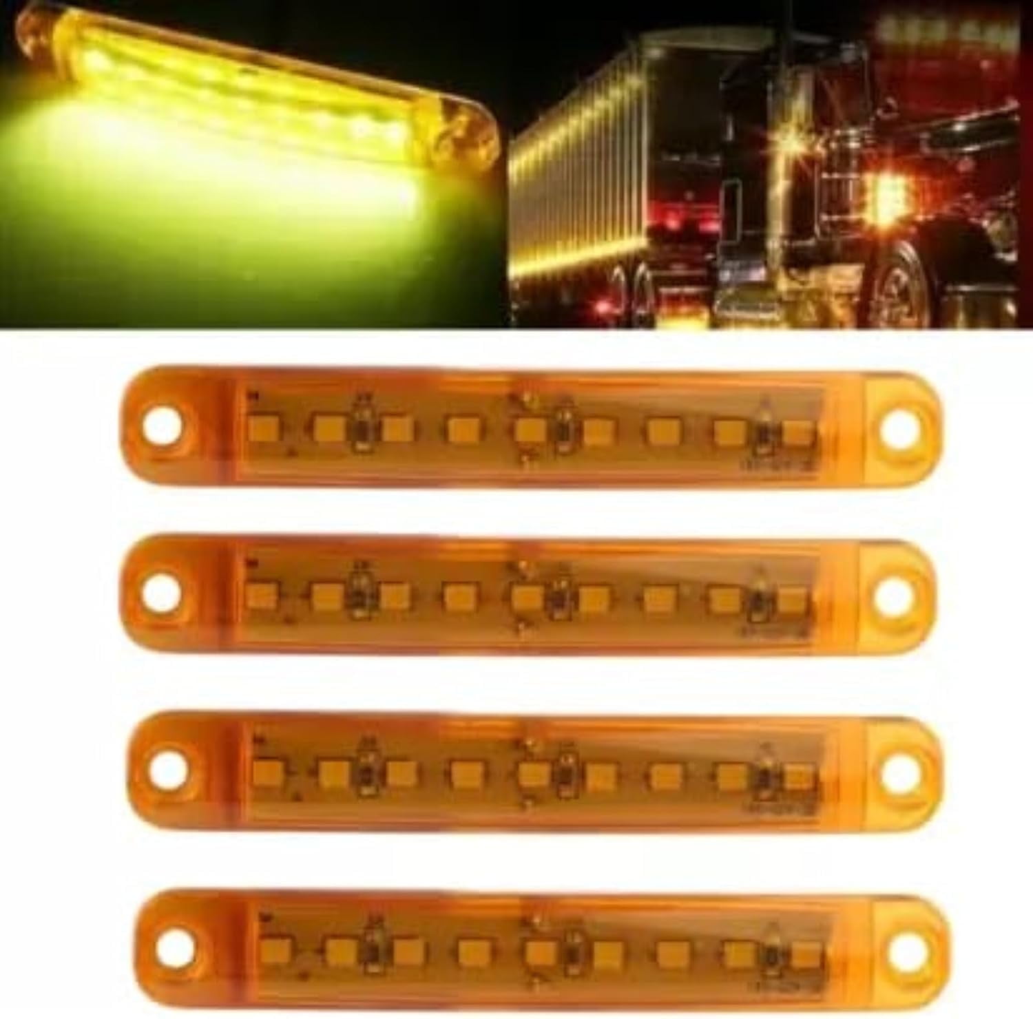 APSMOTIV 8-Pack Running Board Lights For Trucks Truck Trailer Red Light ...