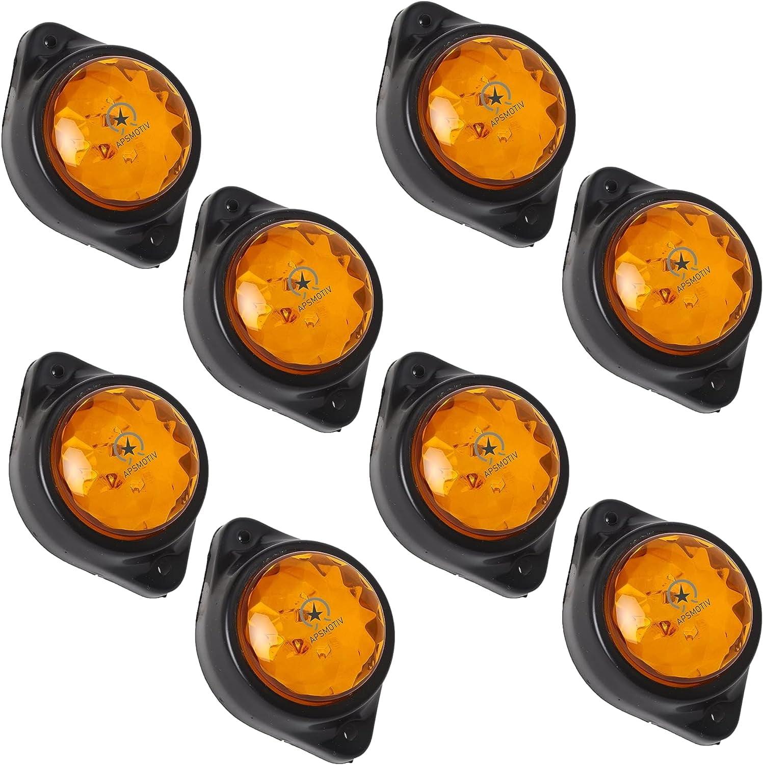APSMOTIV Pack of 8 Round Amber LED Trailer Side Marker Button Lights ...