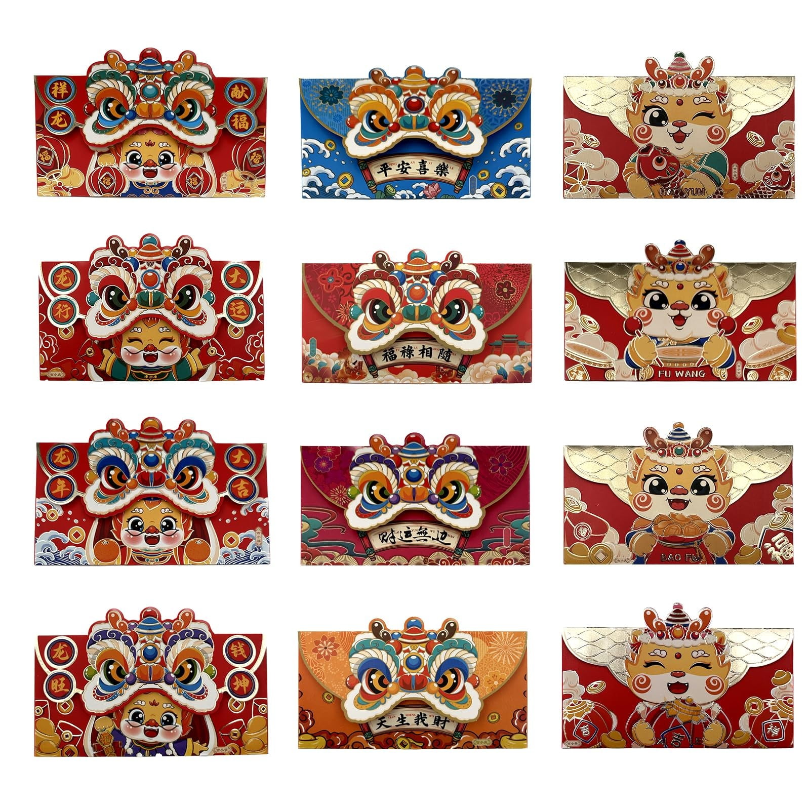 APSNB 12-Pack Chinese New Year Red Envelope 2024 Dragon, 3 Styles For ...