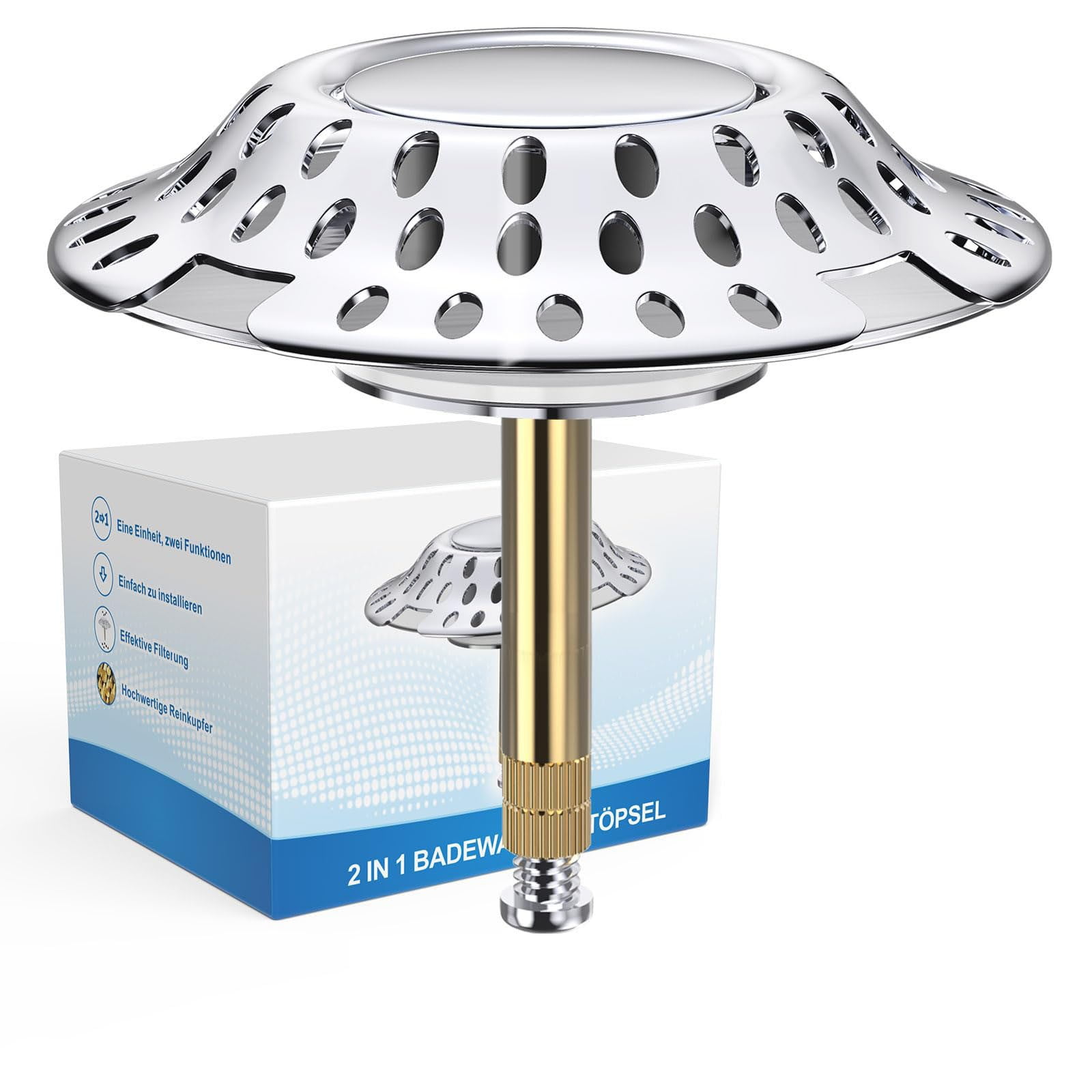 APSNB 2 In 1 Bathtub Plug With Hair Strainer, Screen Bathtub Hair ...