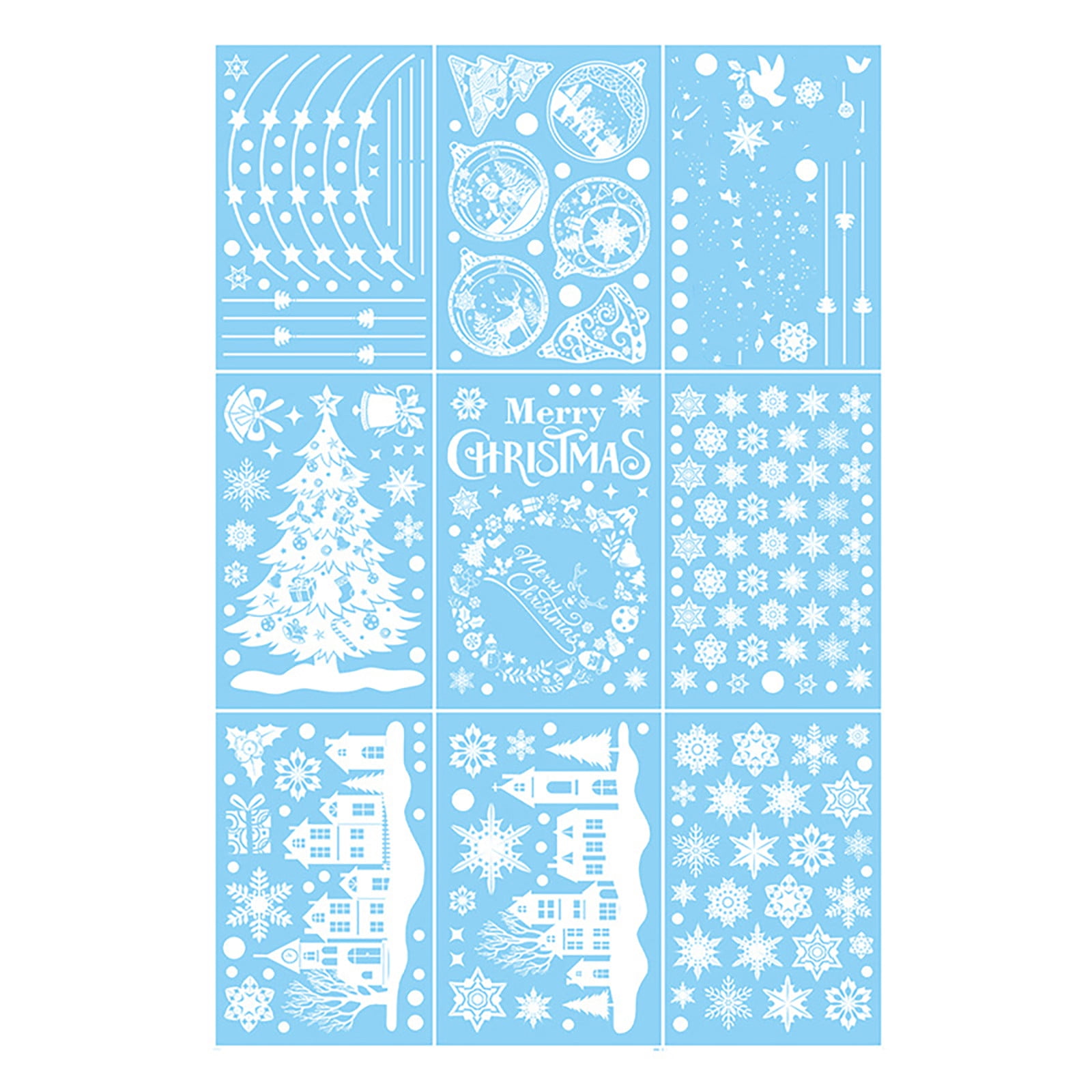 APSNB 244 PCS White Christmas Static Sticker 9 Sheets Of Window Sticker ...