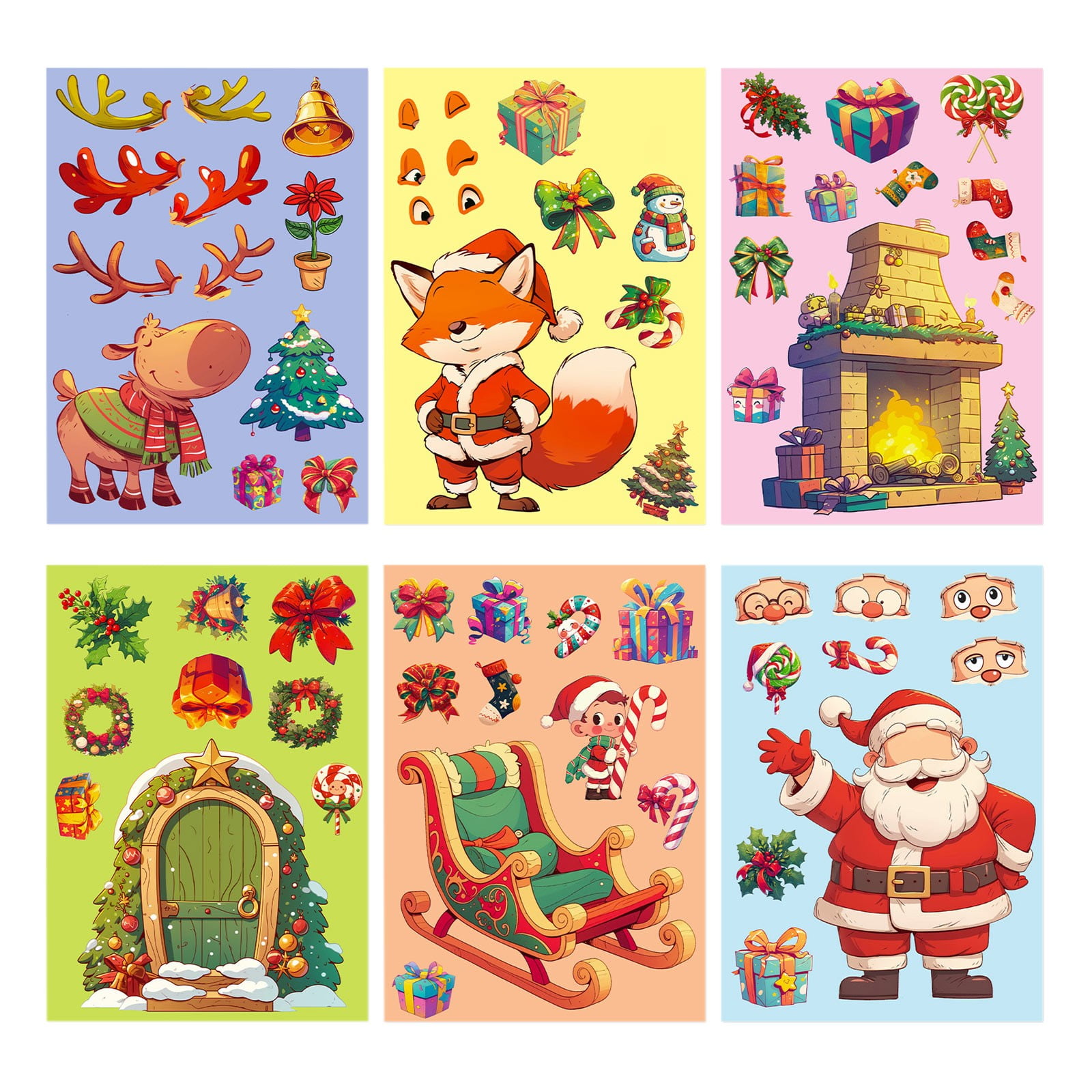 APSNB 6 Pieces/set Christmas Face Changing Puzzle Stickers Children's ...