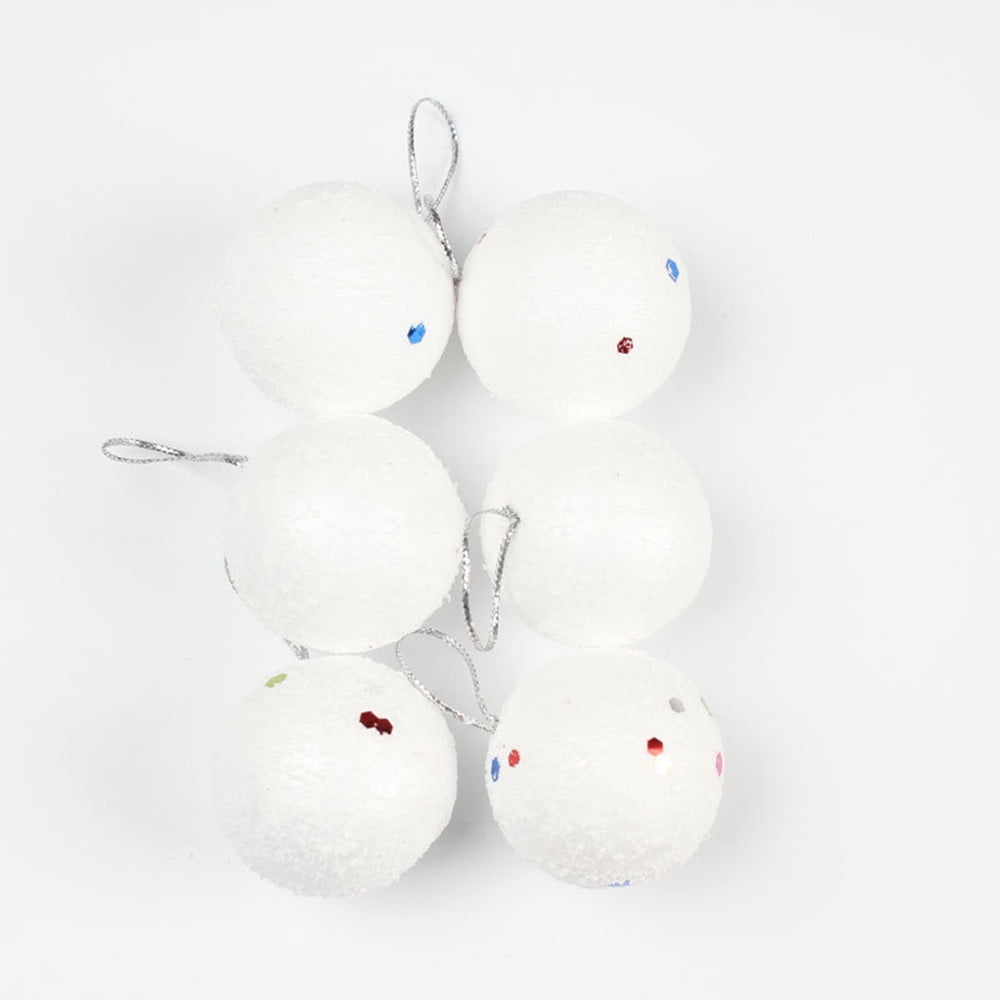 APSNB 6PCS Christmas Snowball Foam Balls Party Ornaments Xmas Tree ...