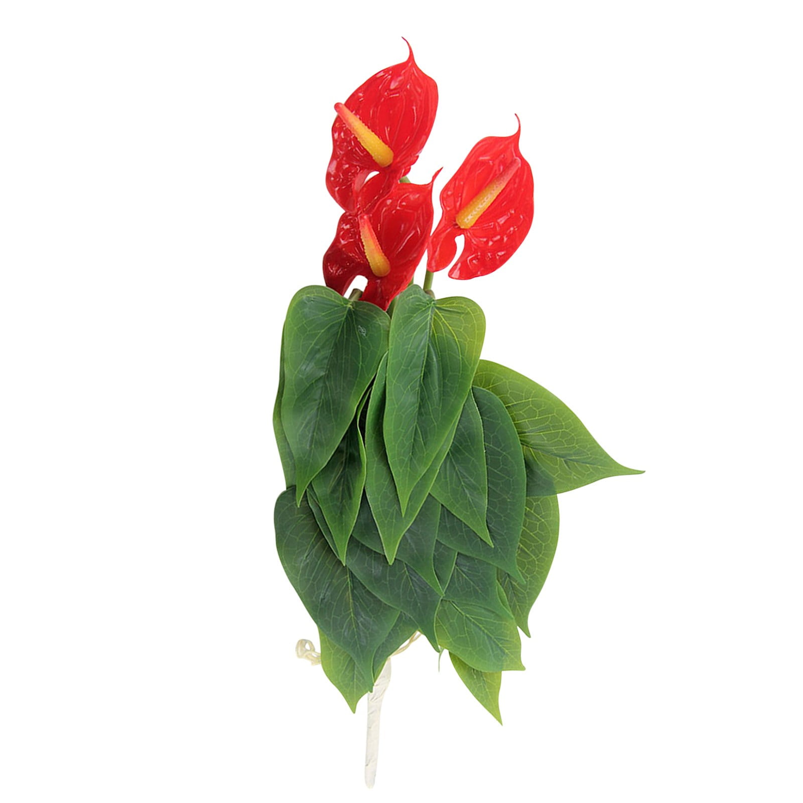APSNB Artificial Red Anthurium Plant with Green Leaves Realistic Silk ...