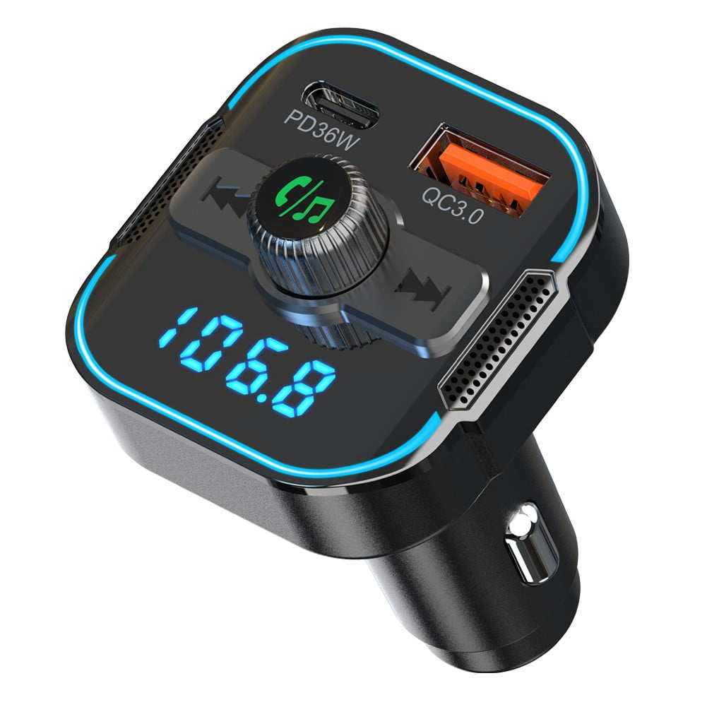 APSNB Bluetooth 5.0 FM Transmitter for Car, Wireless Radio Adapter with ...