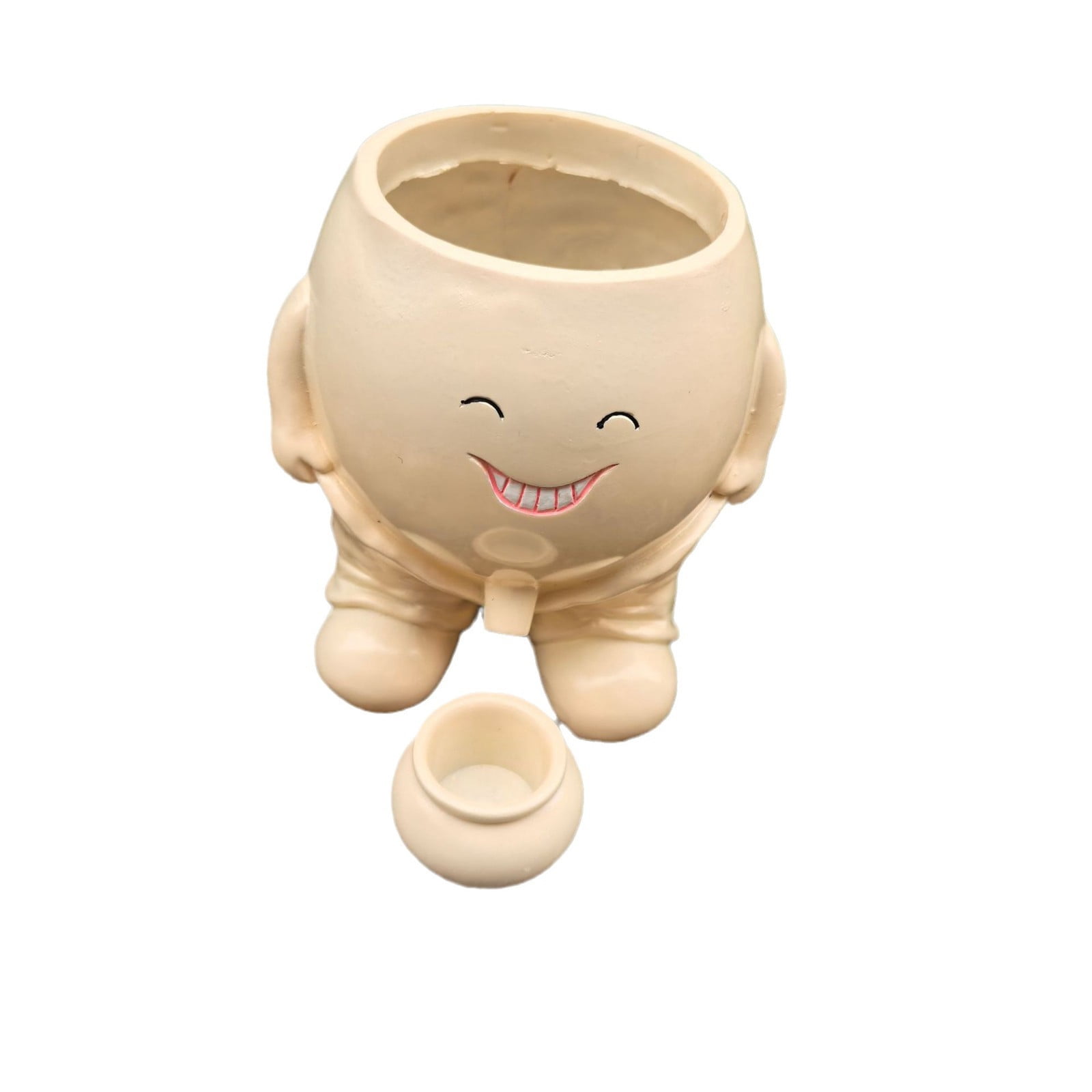 APSNB Charming Smiling Face Ceramic Planter Pot with Detachable Lid for ...