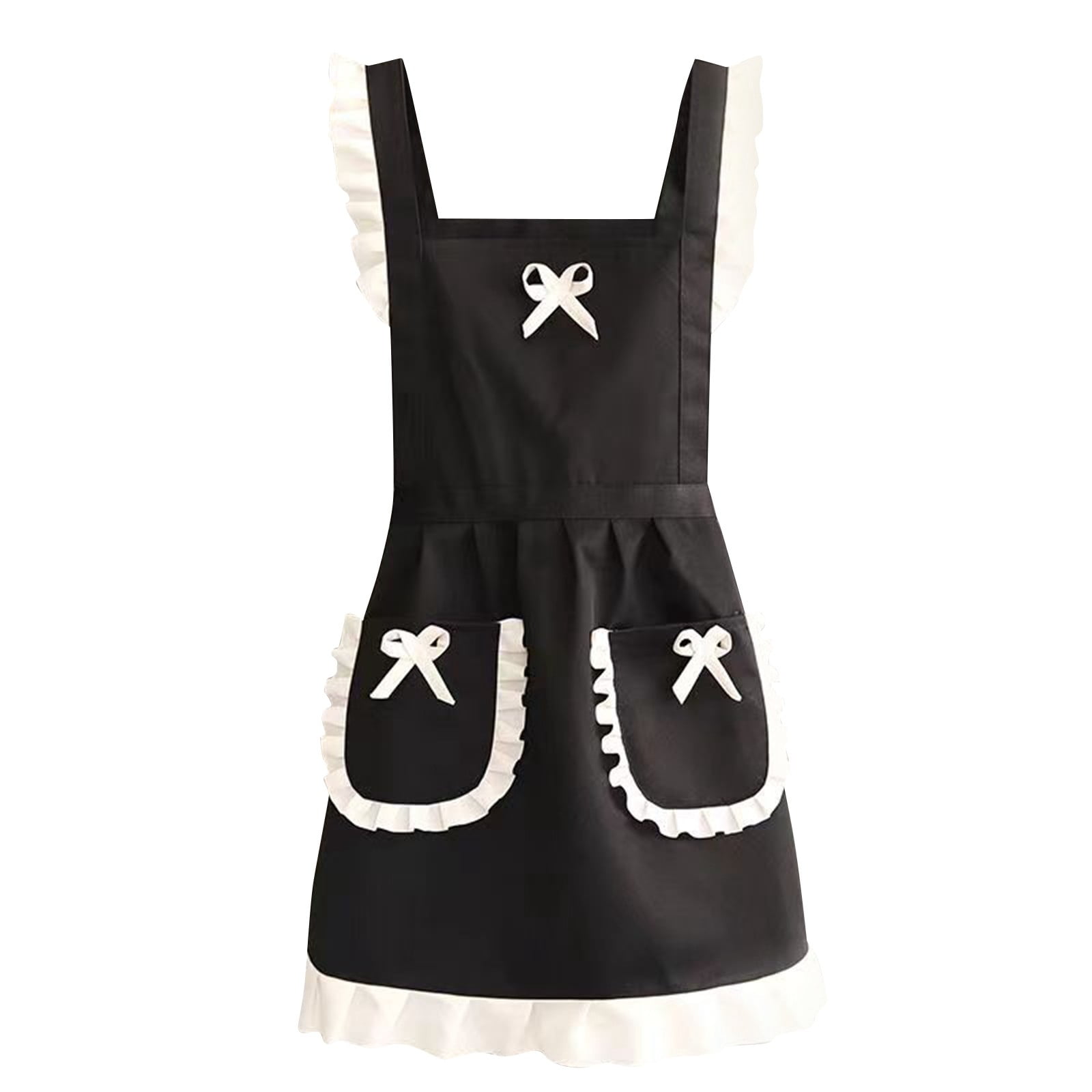 APSNB Classic Black and White French Maid Apron with Ruffle Trim and ...