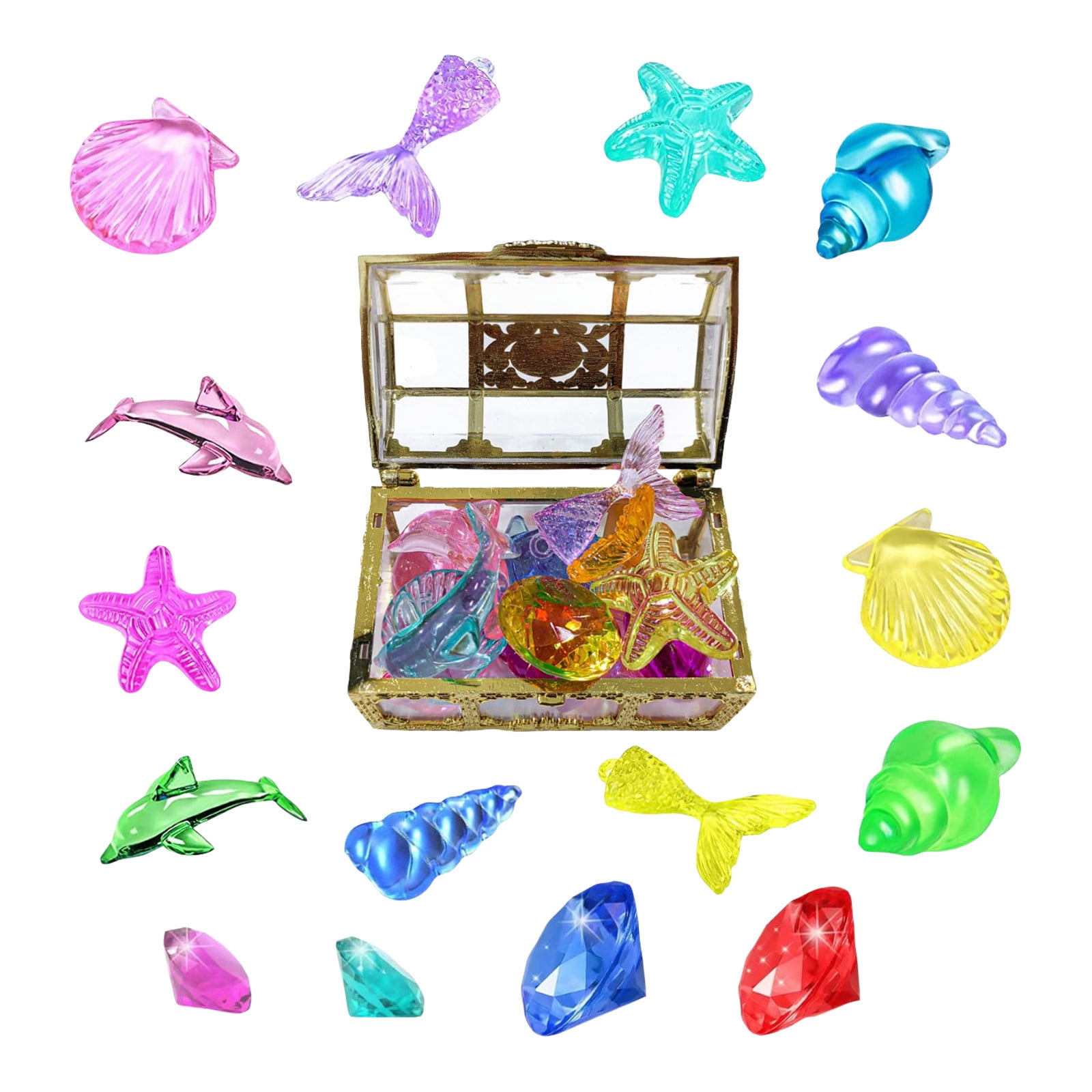 APSNB Colorful Ocean-Themed Treasure Chest Set for Kids – Includes 24 ...