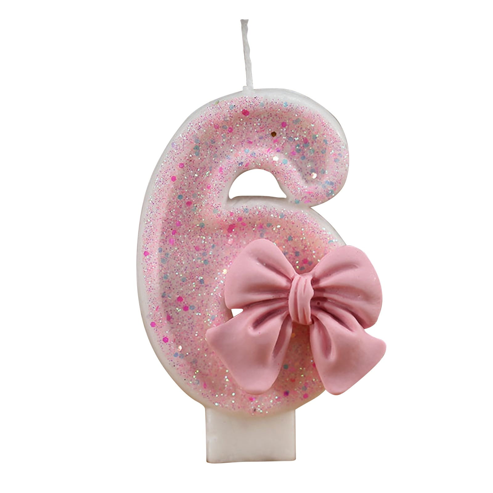 APSNB Glitter Pink Number 0 Birthday Candle with Bow Perfect for Kids ...