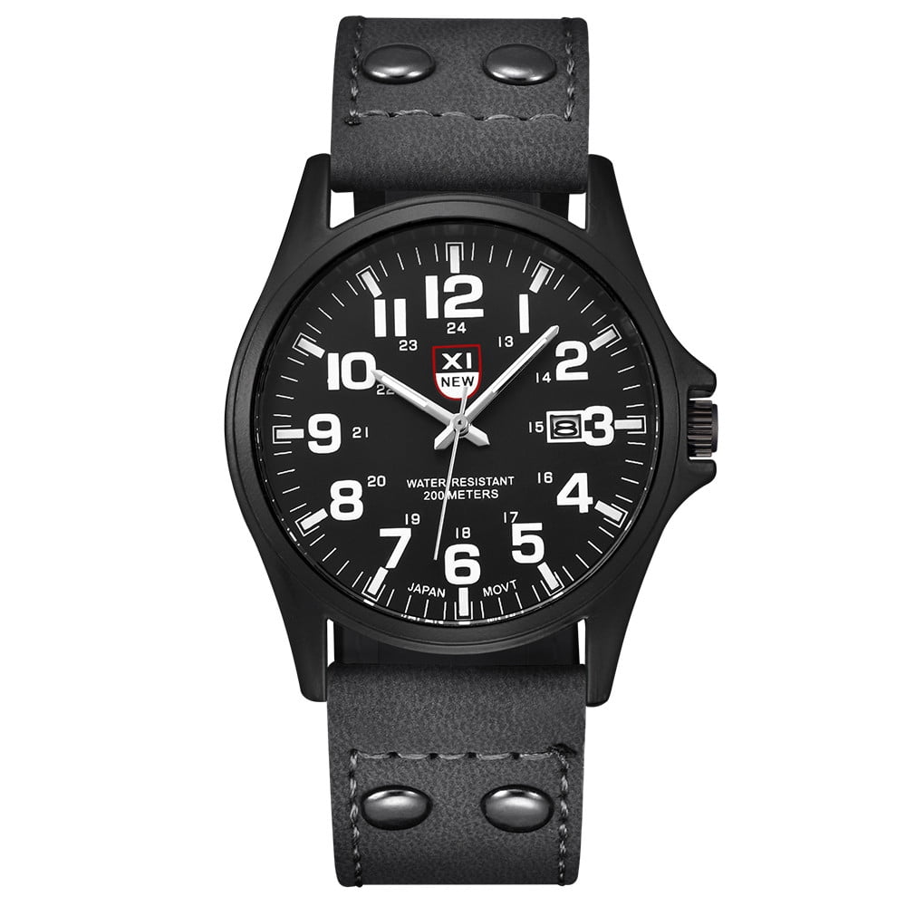 APSNB Men’s Military Steel Military Date Quartz Analog Casual Dress ...
