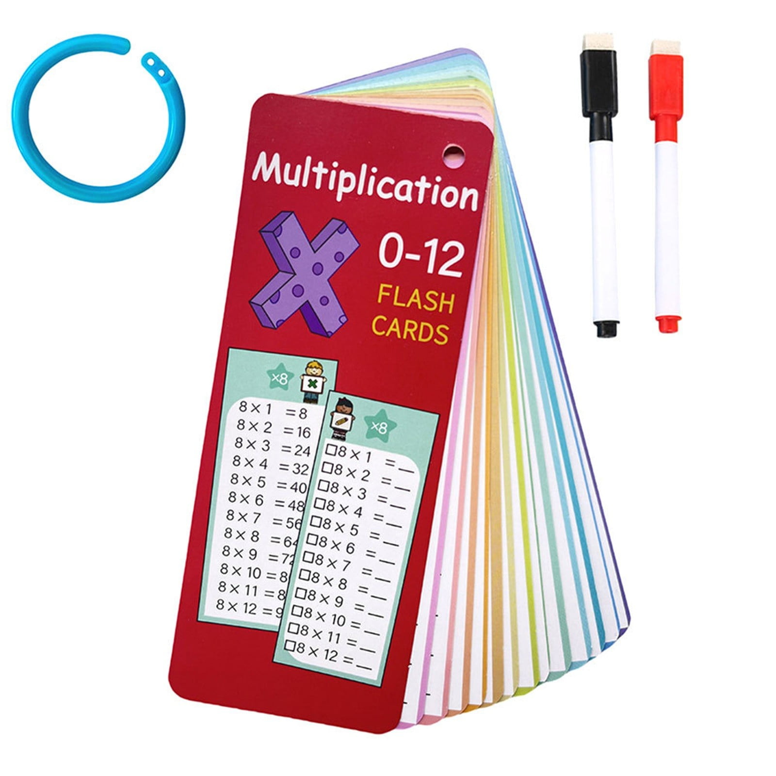 APSNB Multiplication Flash Cards Math Flashcards With 2 Pens, 0-12 ...