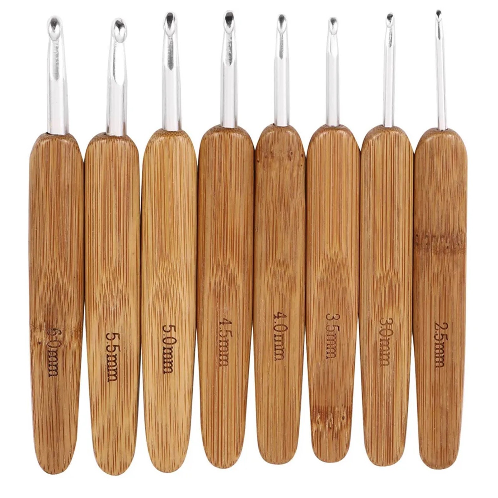 APSNB Premium Bamboo Crochet Hook Set 8 Sizes (2.5mm to 6.0mm ...