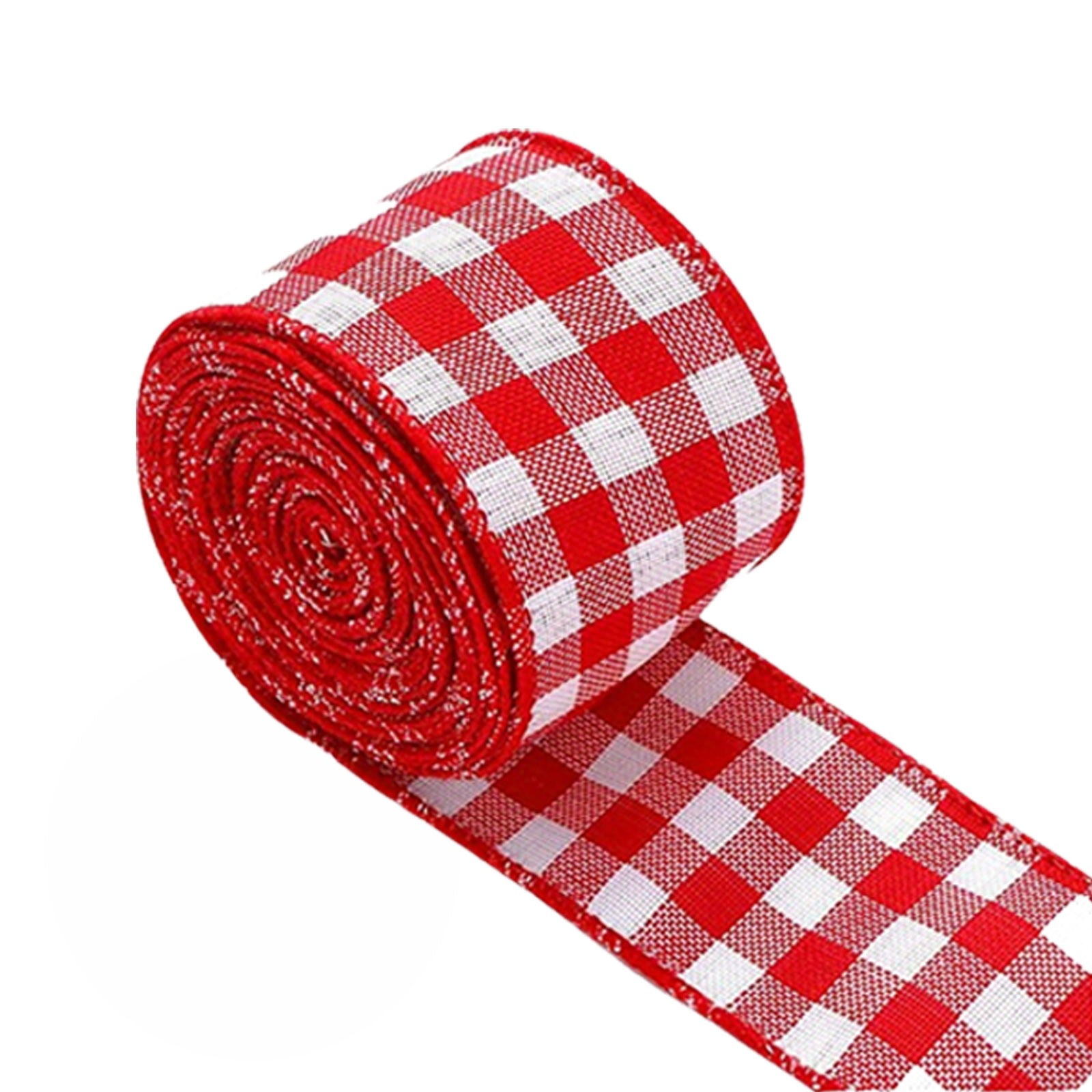 APSNB Red and White Gingham Checkered Wired Ribbon for Crafts, Gift ...
