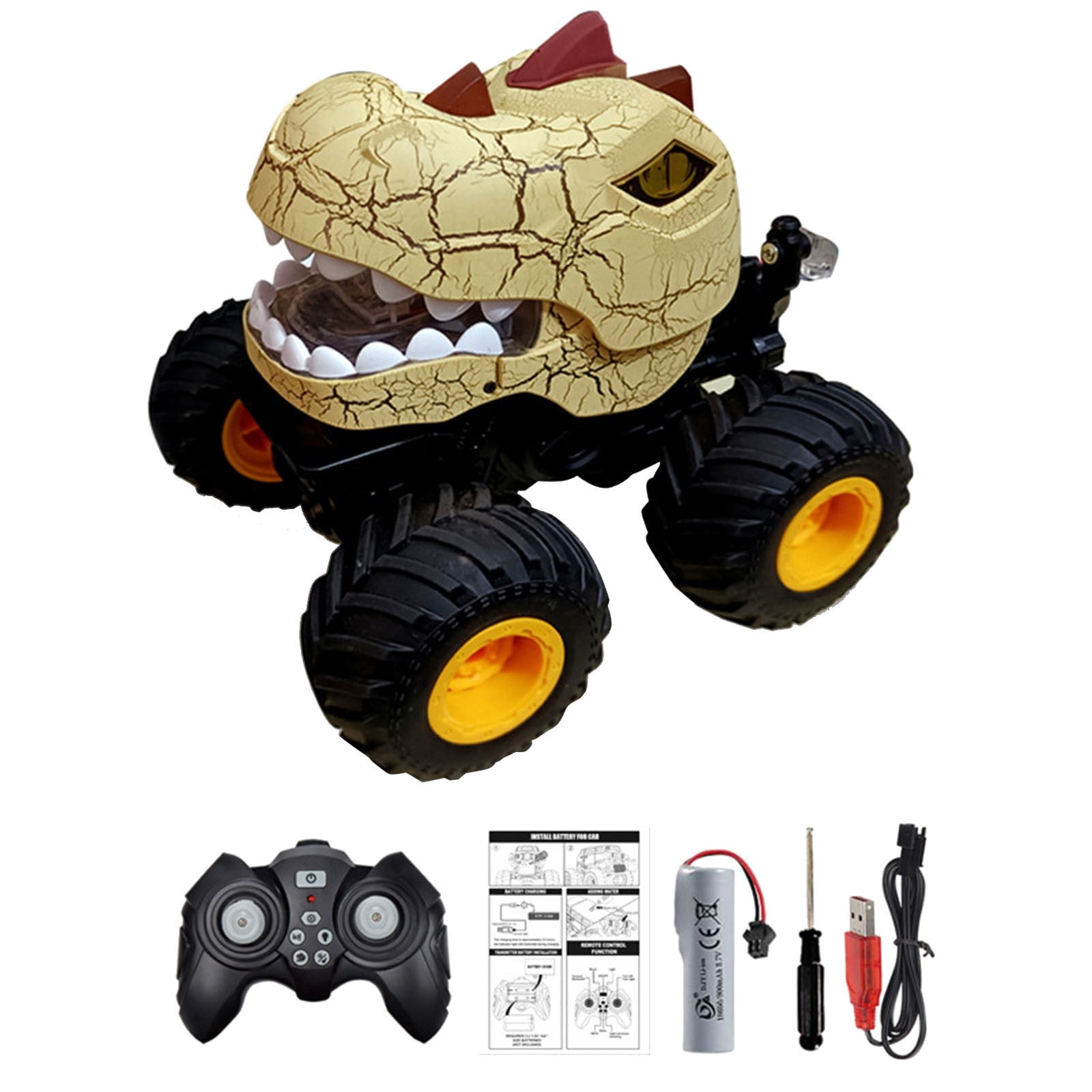 APSNB Remote Control Dinosaur Monster Truck Toy for Kids 360° Rotating ...