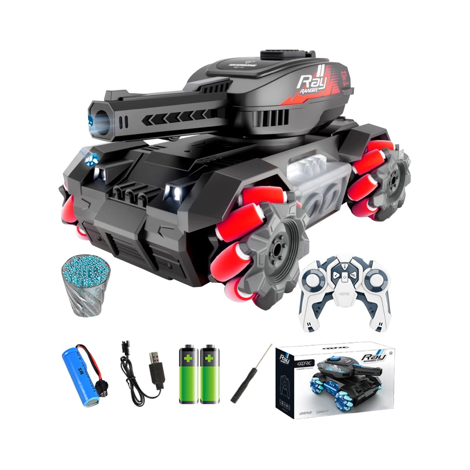 APSNB Remote Control Tank Car with 360° Rotation, LED Lights ...