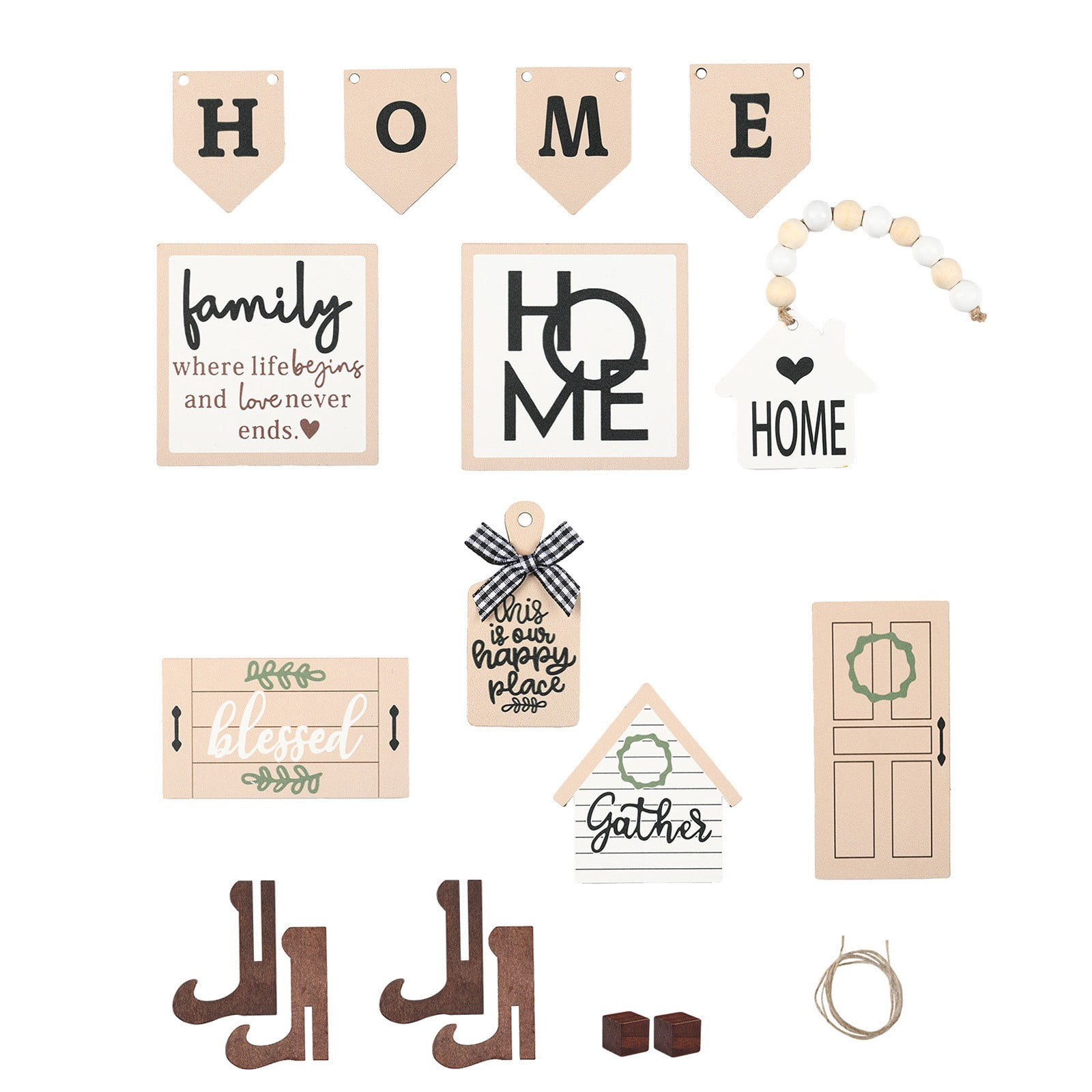 APSNB Rustic Farmhouse Wall Decor Set 16-Piece Interchangeable Wood ...