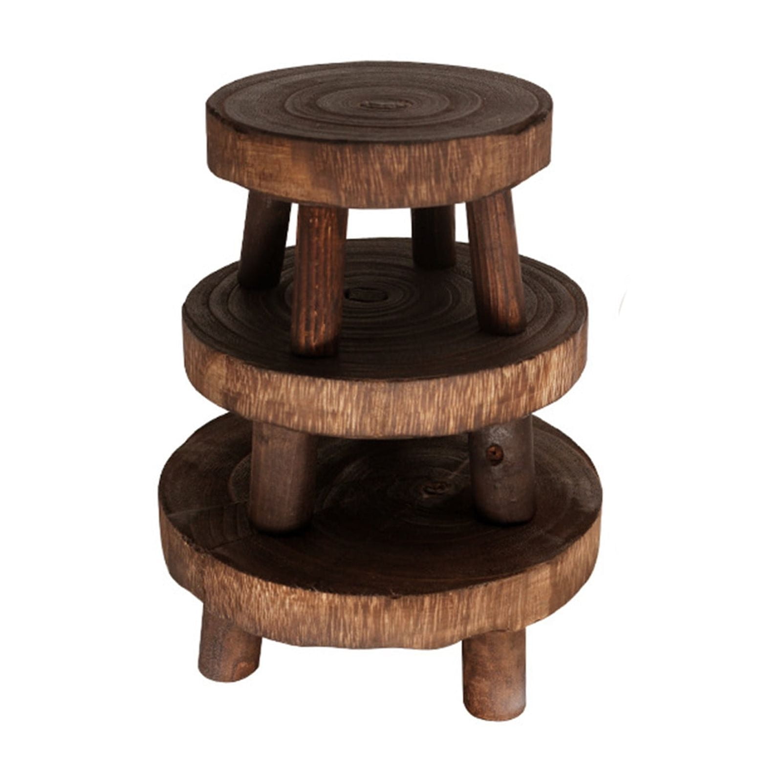 APSNB Rustic Wooden Display Stand Set of 3, Handcrafted Natural Wood ...