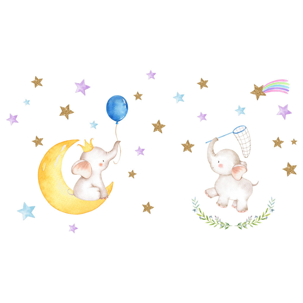 APSNB Stars And Elephants And Your PVC Sticker Wall Stickers Living ...