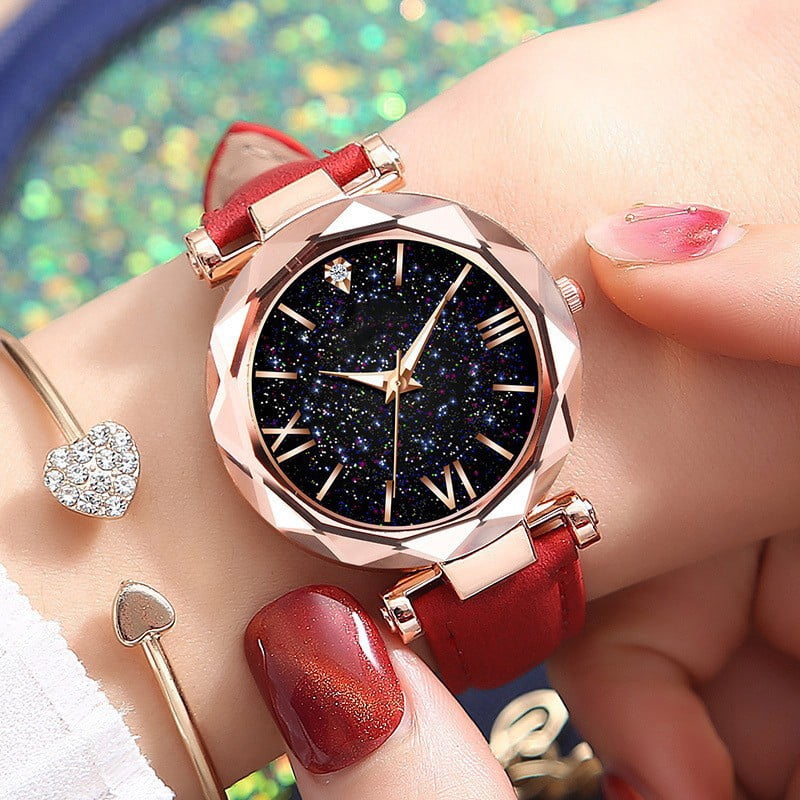 APSNB Unisex Stars Little Point Frosted Belt Watch Dotted With Roman ...