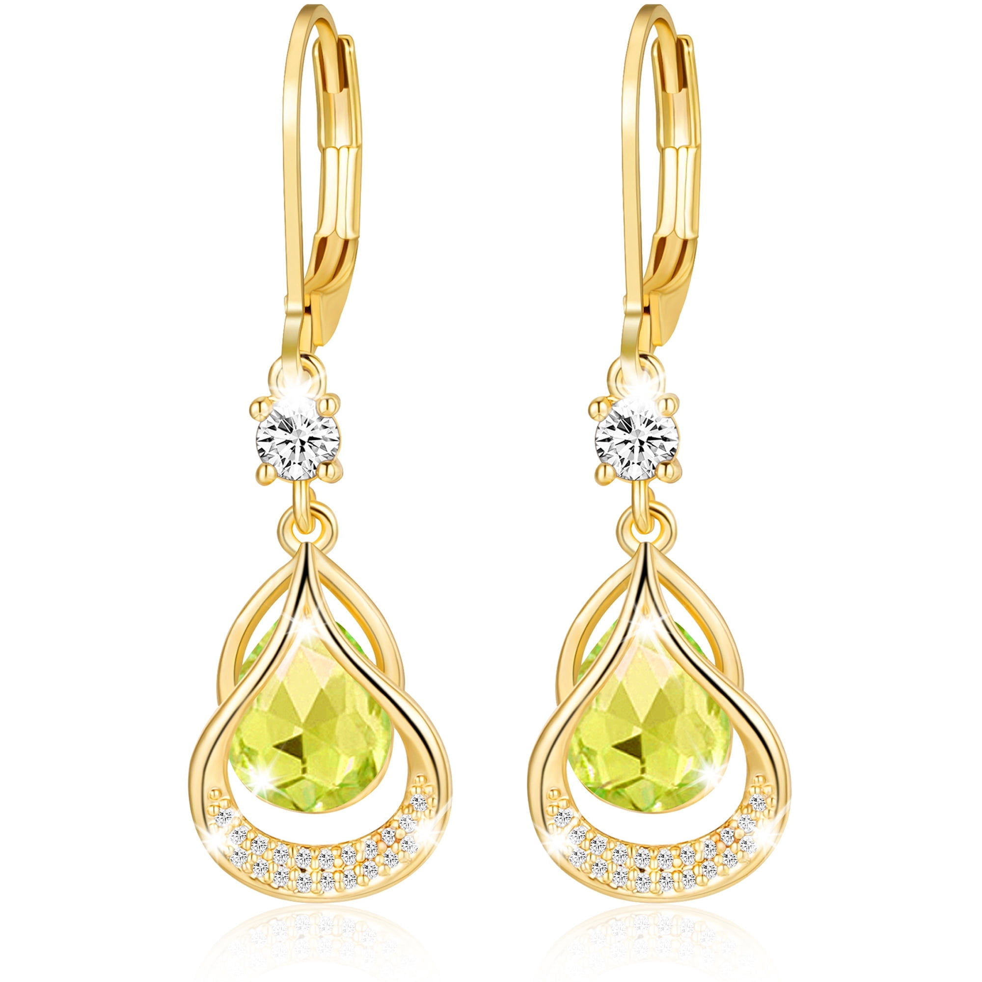 APSVO 14K Gold Drop Earrings for Women,Leverback Teardrop Earrings ...